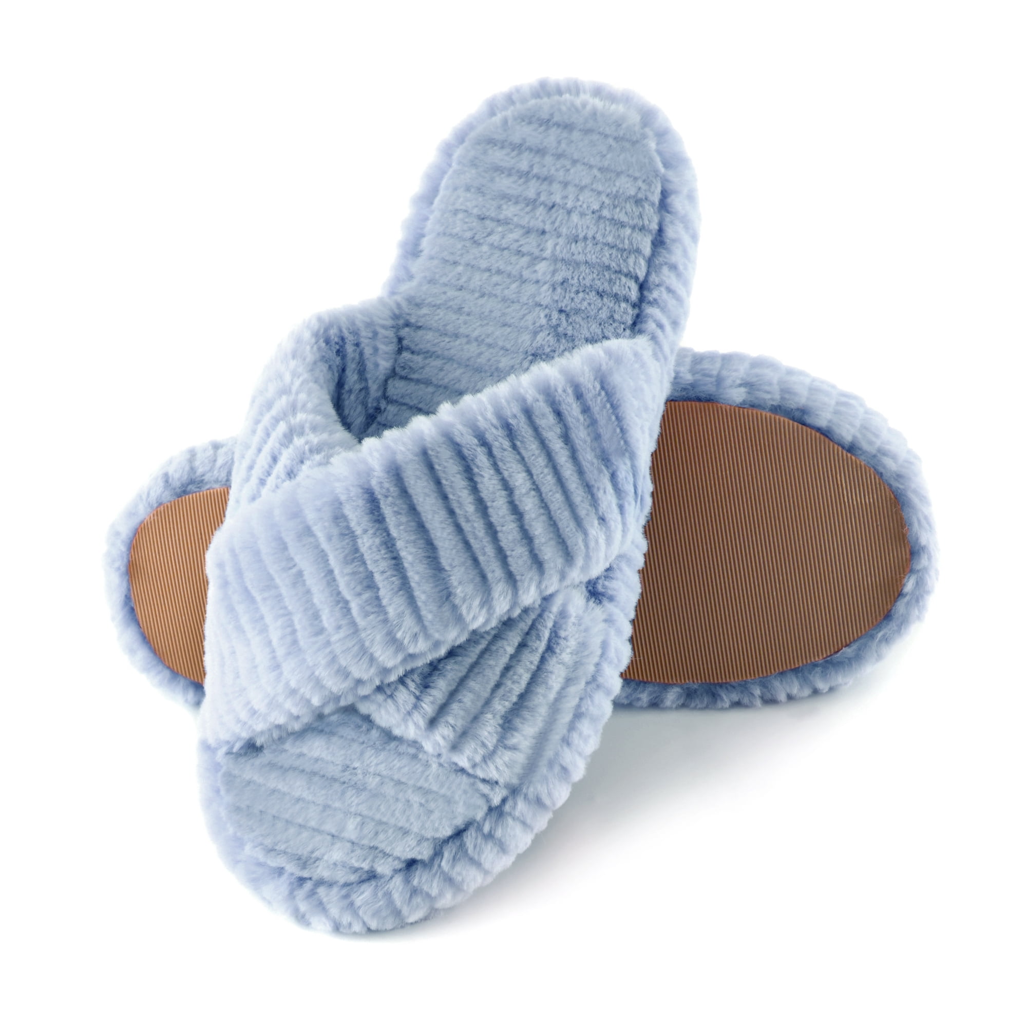 LORDFON Open Toe Cross Band Slippers for Women House Slippers with Memory Foam - Walmart.com