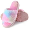 LORDFON Open Toe Fuzzy Womens Slippers Fluffy House Slippers with Memory Foam - Walmart.com