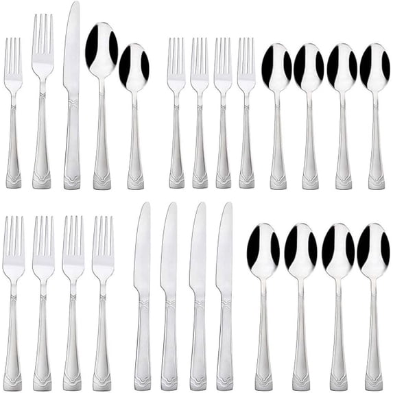 LORENA 20 Piece Flatware Set for 4, Stainless Steel Silverware Set ...
