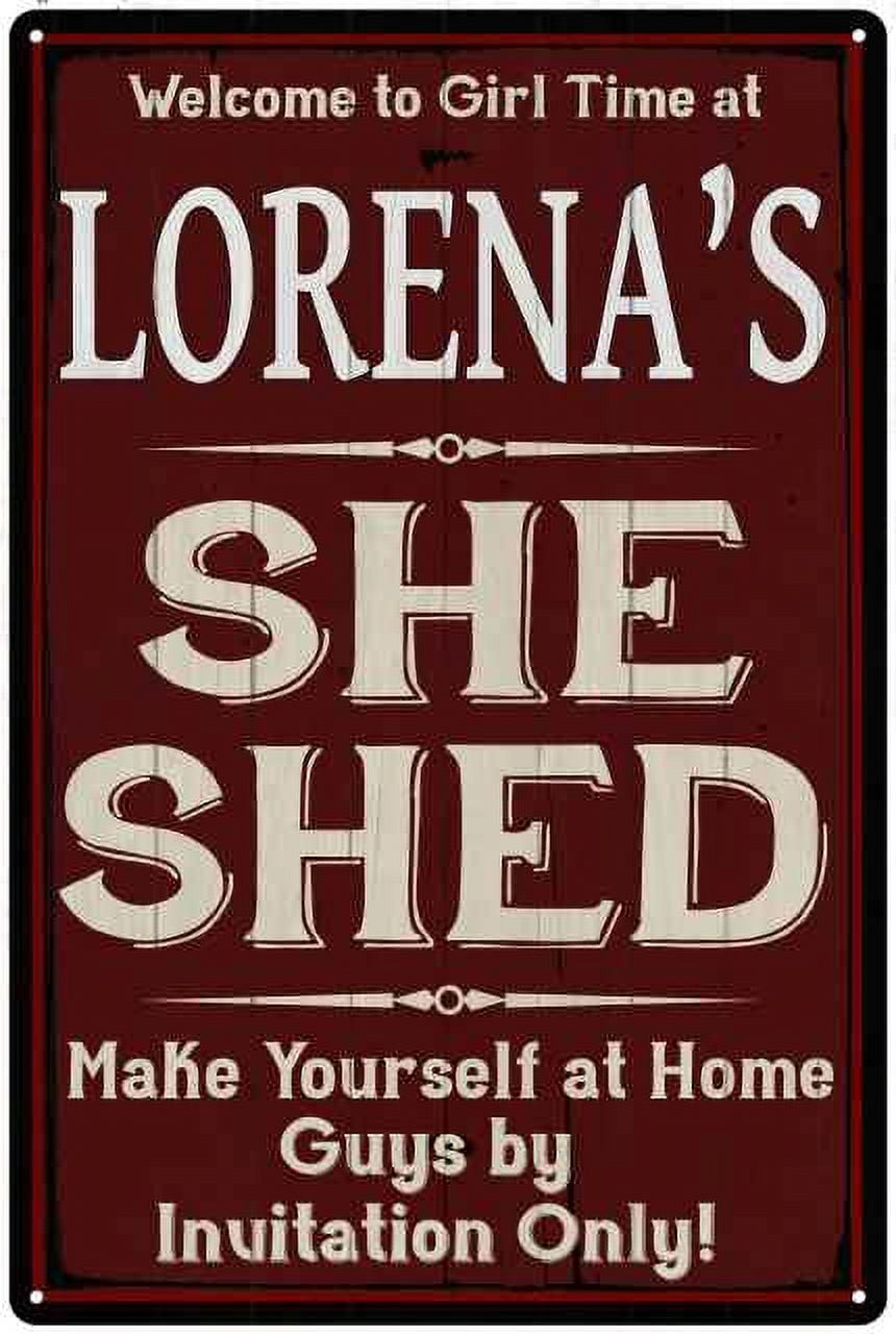 LORENA'S She Shed Red Sign Lady Cave 8 x 12 High Gloss Metal ...