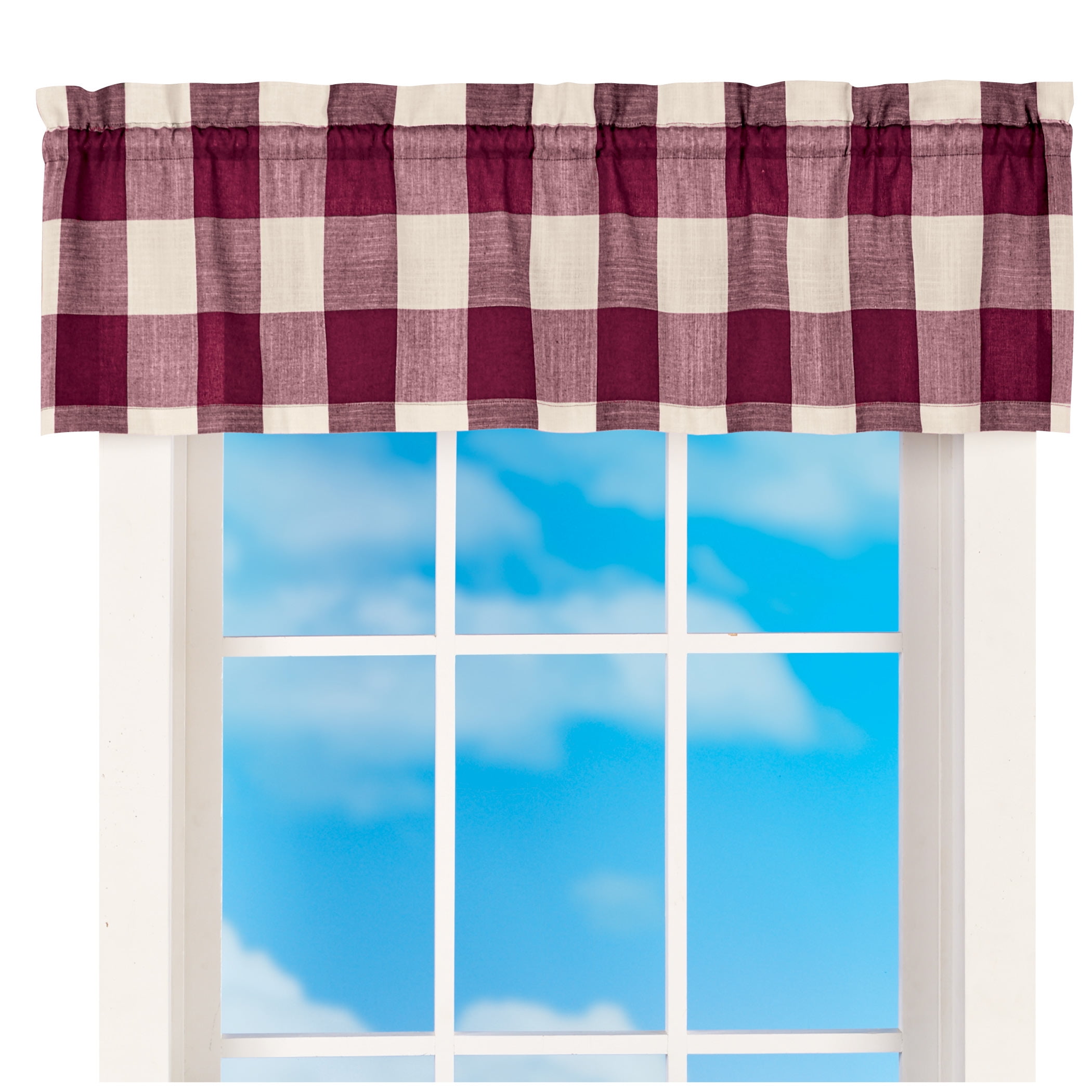 LORRAINE HOME FASHIONS Courtyard Plaid Buffalo Check Kitchen Curtains ...