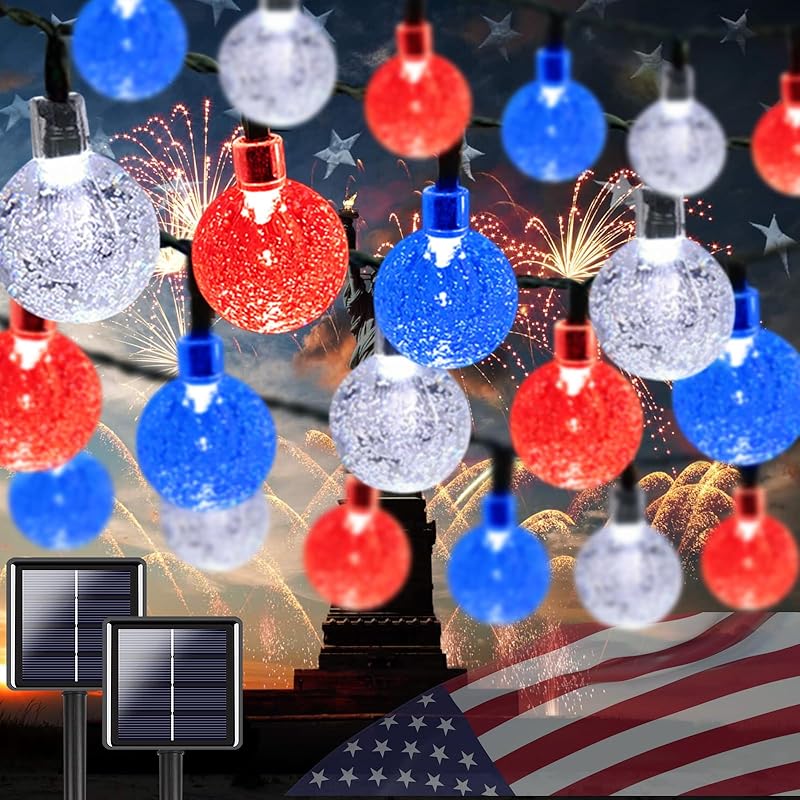 LORRYTE 2-Pack 64FT 100 LED Crystal Globe Solar String Lights Outdoor ...
