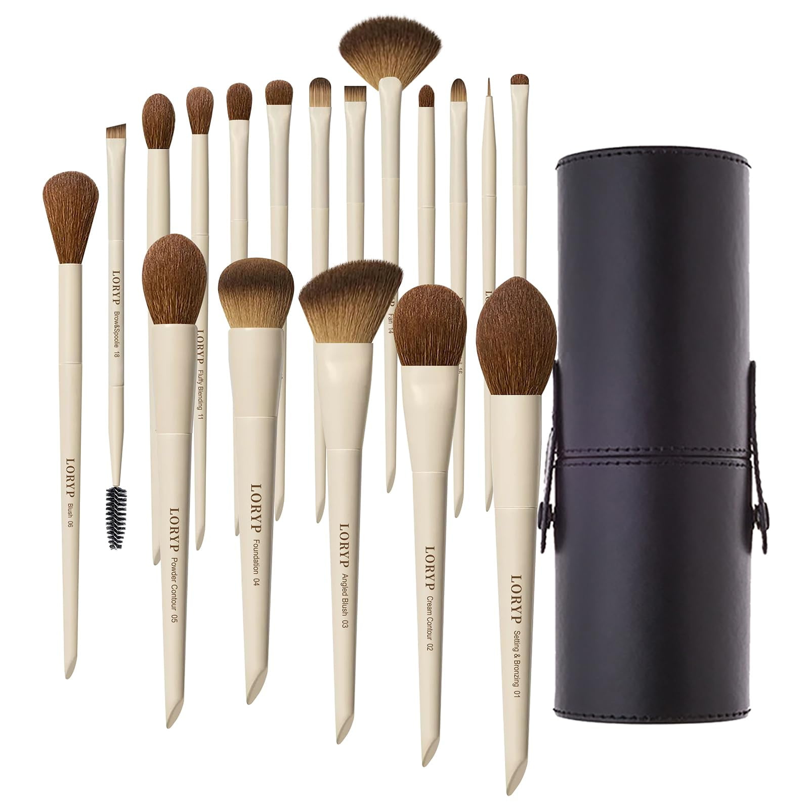 LORYP 18 Piece Makeup SSF20 Brushes Set Labeled Face and Eye Brush Set ...
