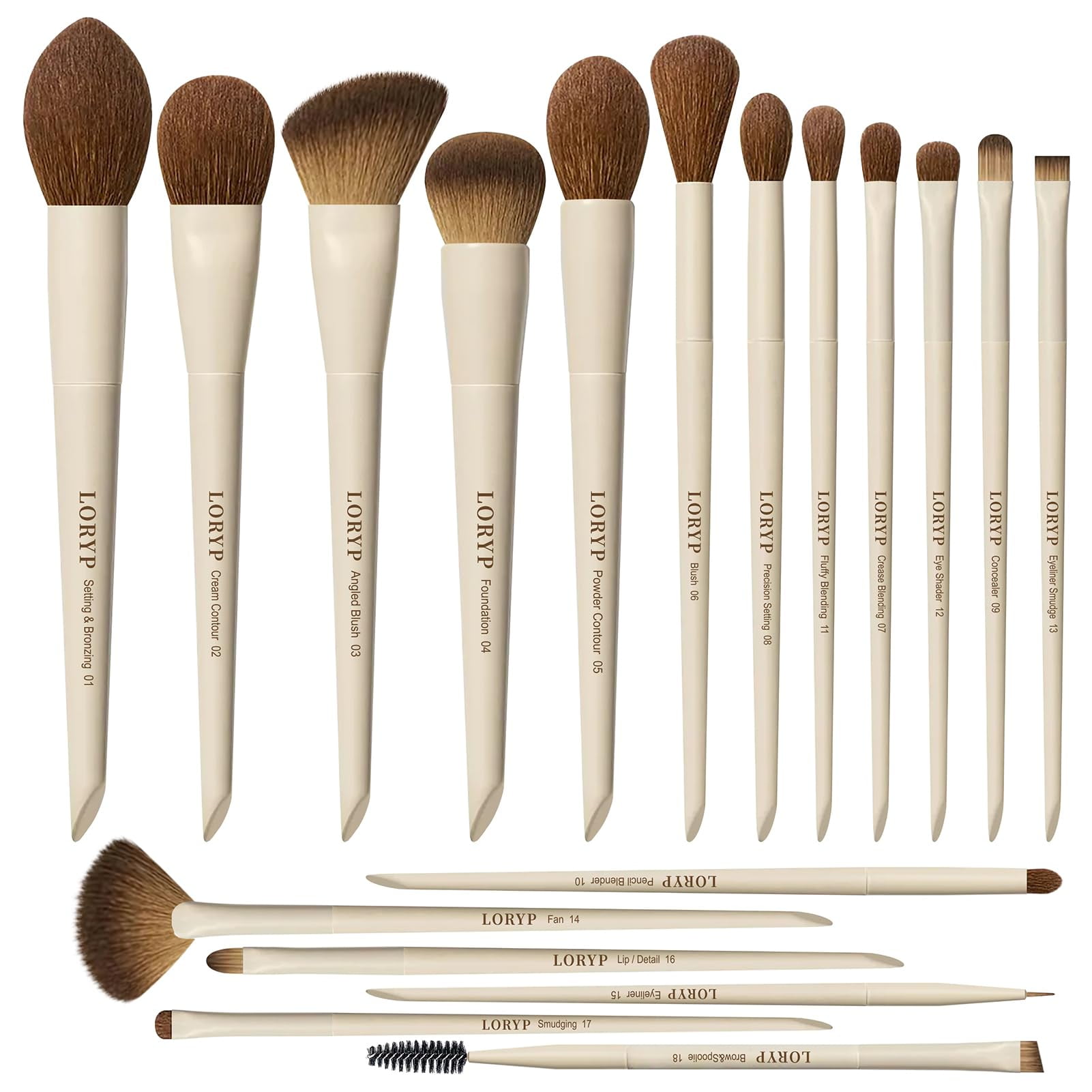 LORYP Makeup Brushes Set IFF17 Labeled 18 Piece Face and Eye Brush Set ...