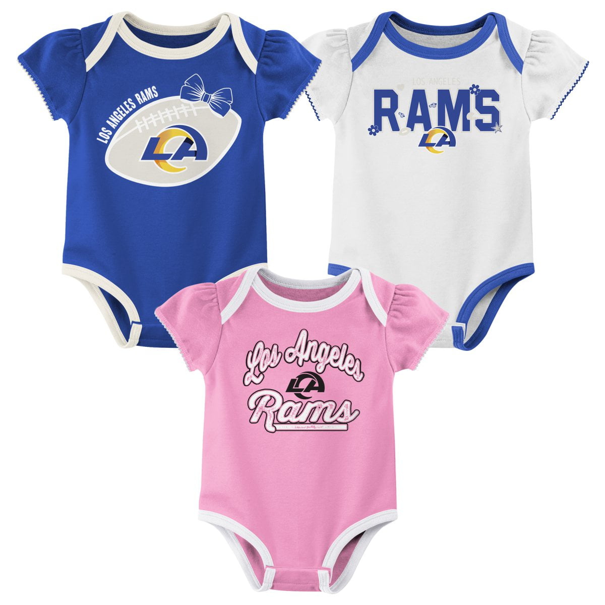 LOS ANGELES RAMS Infant Tm1&2 Color Cotton Short Sleeve Onesie 3PK Girl ...