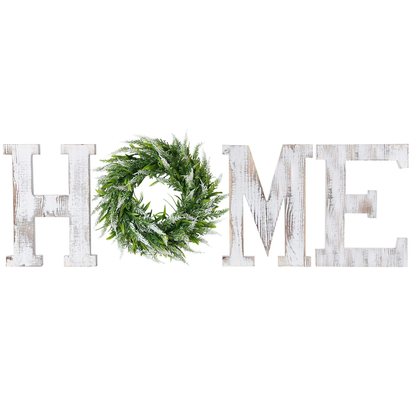 LOSOUR Farmhouse Decor Wood Letters - Wreath with Decorative Home Sign ...