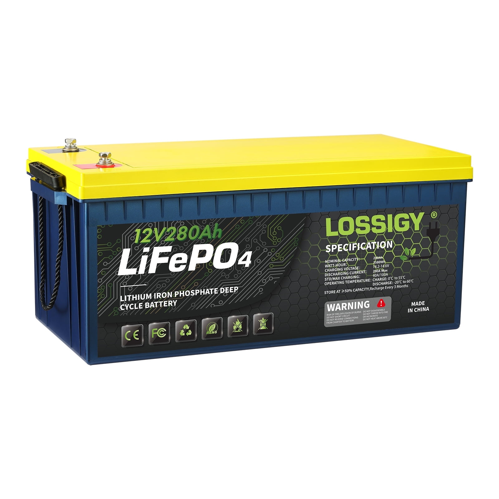 LOSSIGY 12V 280AH LiFePO4 Lithium RV Battery, Perfect for Solar System ...