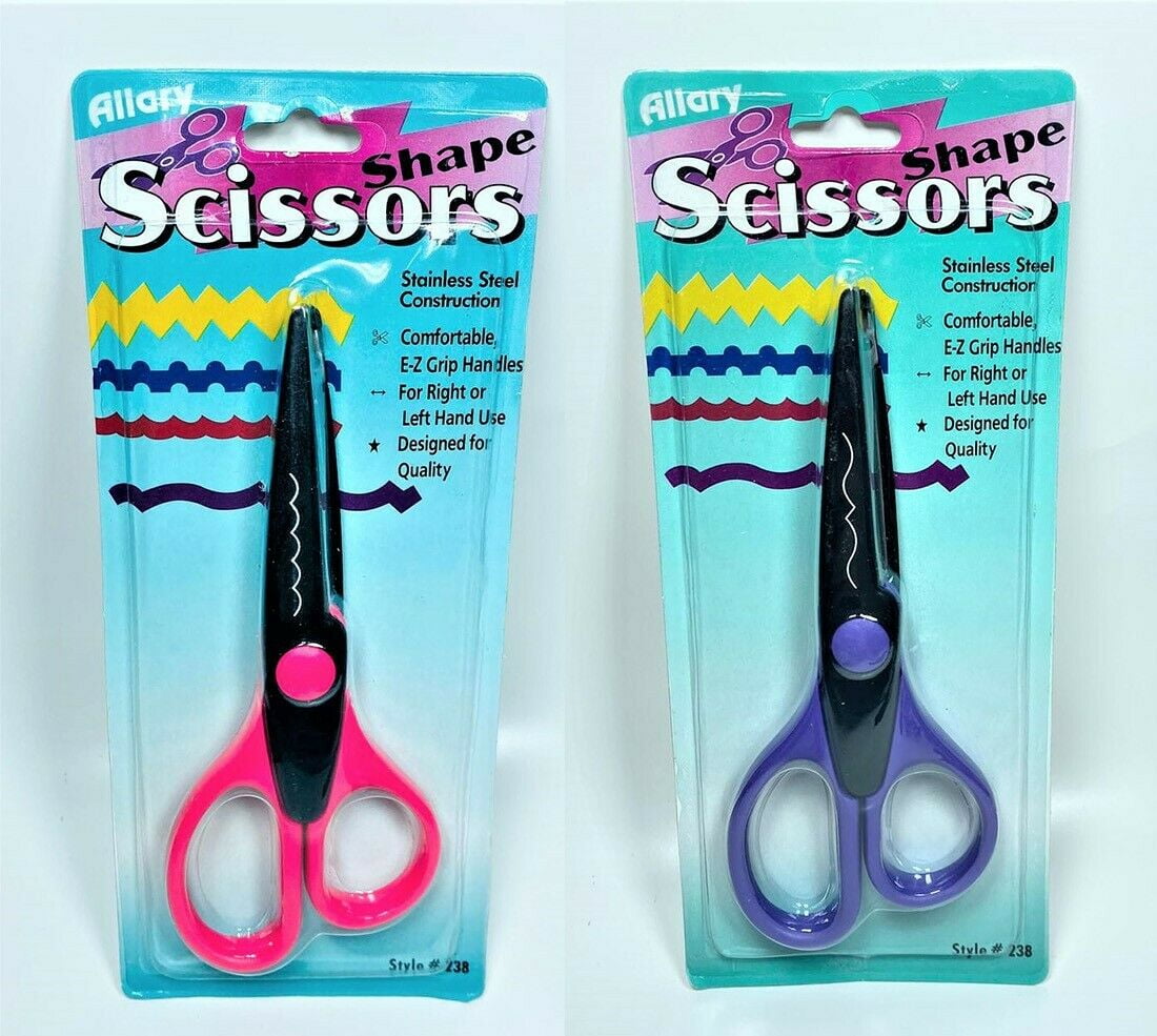 LOT OF 2 Allary Shaped Edge Stainless Steel Scissors E-z Grip Handles ...