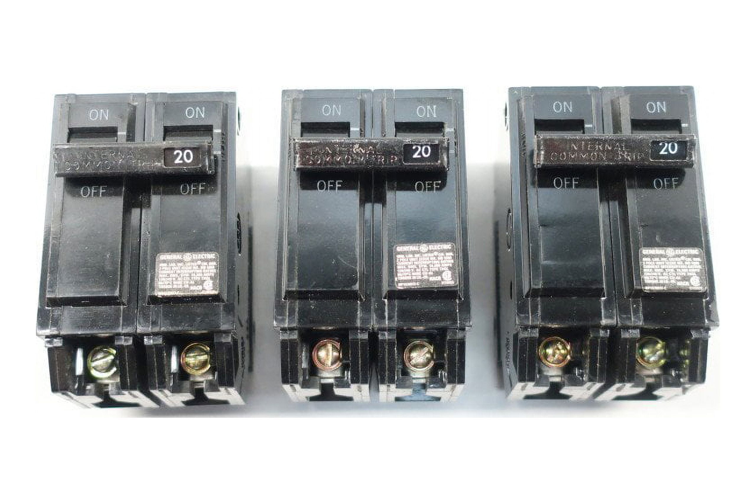 LOT OF 3 GE THQL2120 MOLDED CASE CIRCUIT BREAKER 20A 2P 120/240V-AC ...