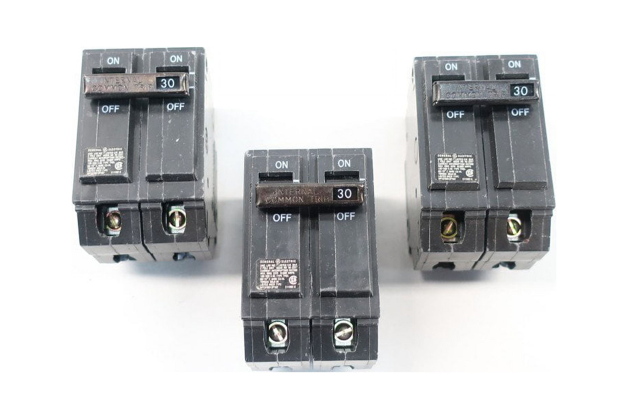 LOT OF 3 GE THQL2130 MOLDED CASE CIRCUIT BREAKER 30A 2P 120/240V-AC ...