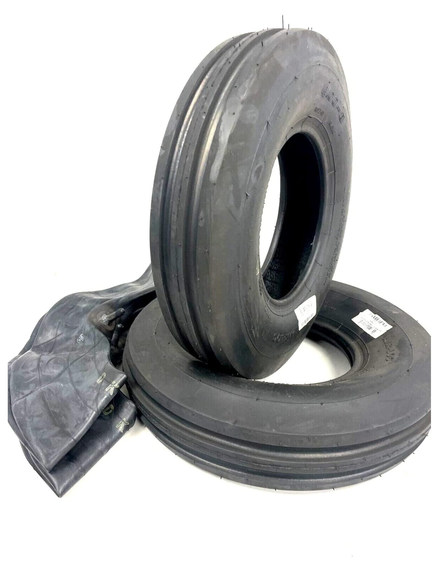 LOT OF TWO (2) 4.00-8 4.00x8 Tri Rib (3 Rib) Tires with Tubes - Walmart.com