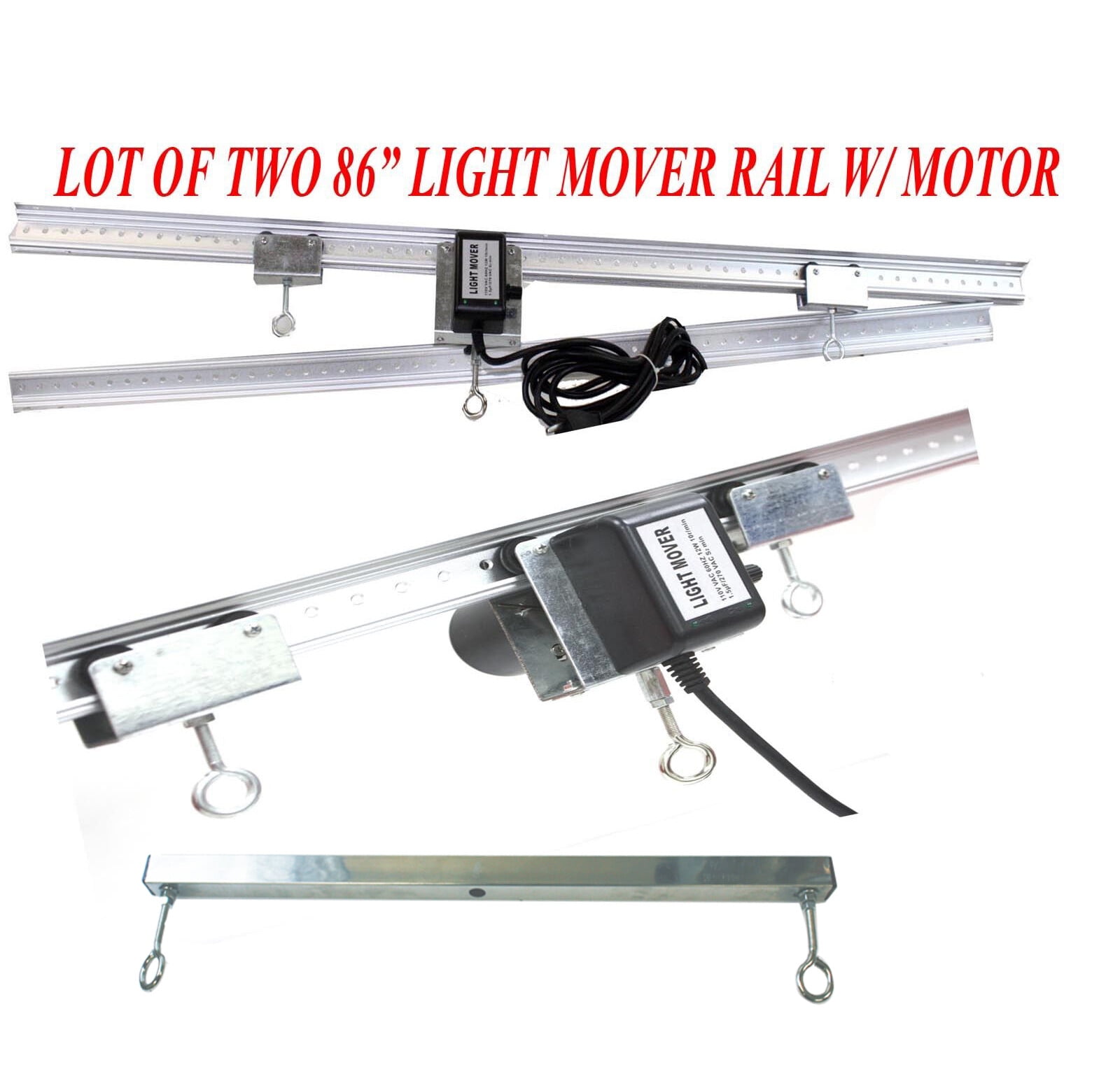 LOT TWO 83" Light Track Rail Motor Grow Light Mover 4 Reflector Hood DE ...