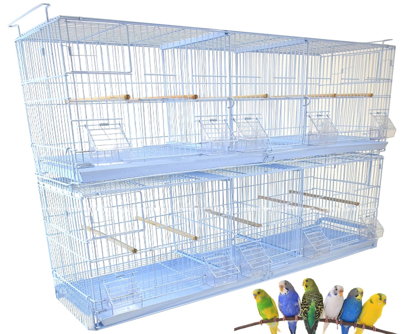 LOT of Two 38"x11"x15"H Stackable Breeder Bird Flight Triple Cages with Removable Double Center ...