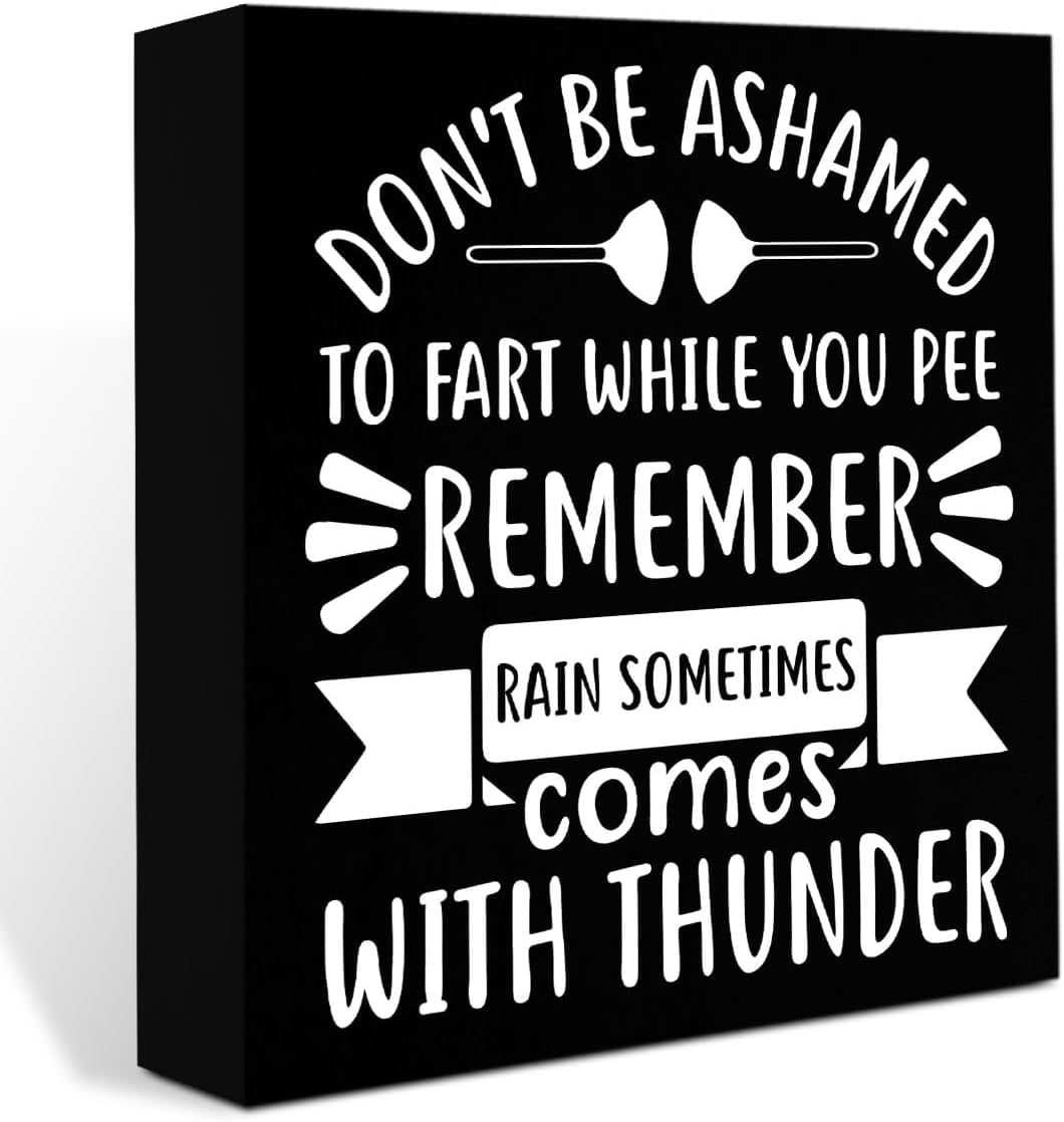 LOTHUY Don't be Ashamed to Fart Wood Sign Funny Bathroom Decor Bathroom ...