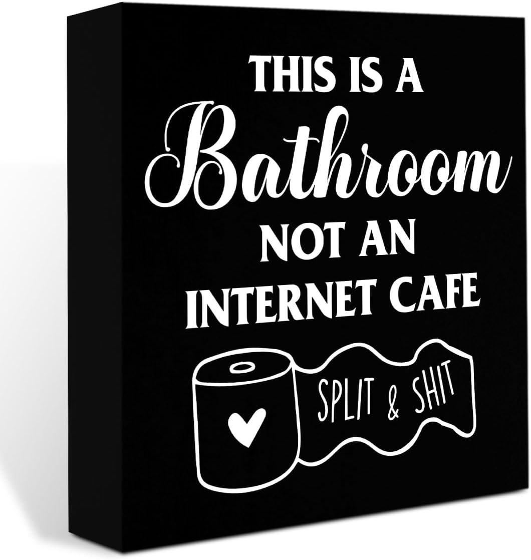 LOTHUY This Is A Bathroom Wood Sign Funny Bathroom Decor Bathroom Sign ...