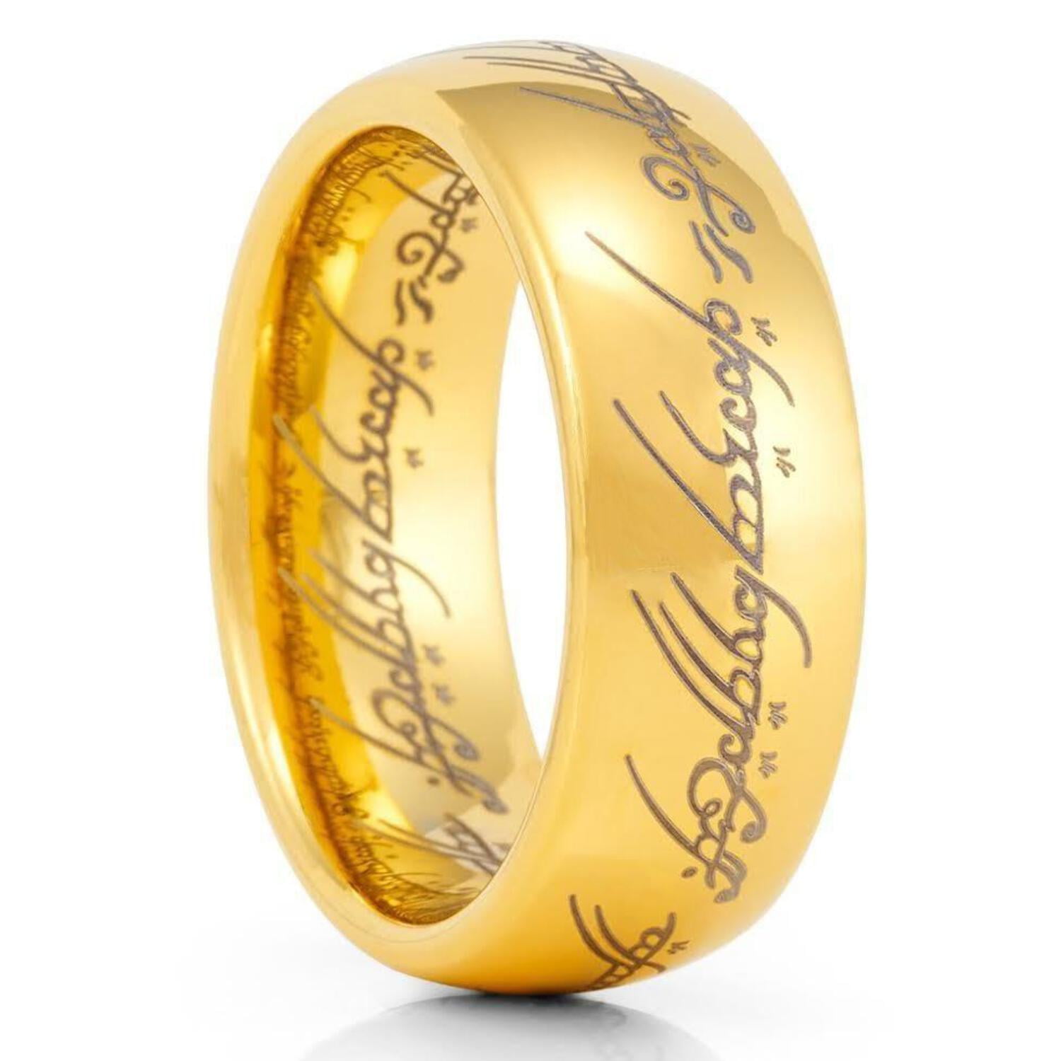 LOTR Lord Of The Rings Gold Plated Tungsten Ring The One Engraved ...