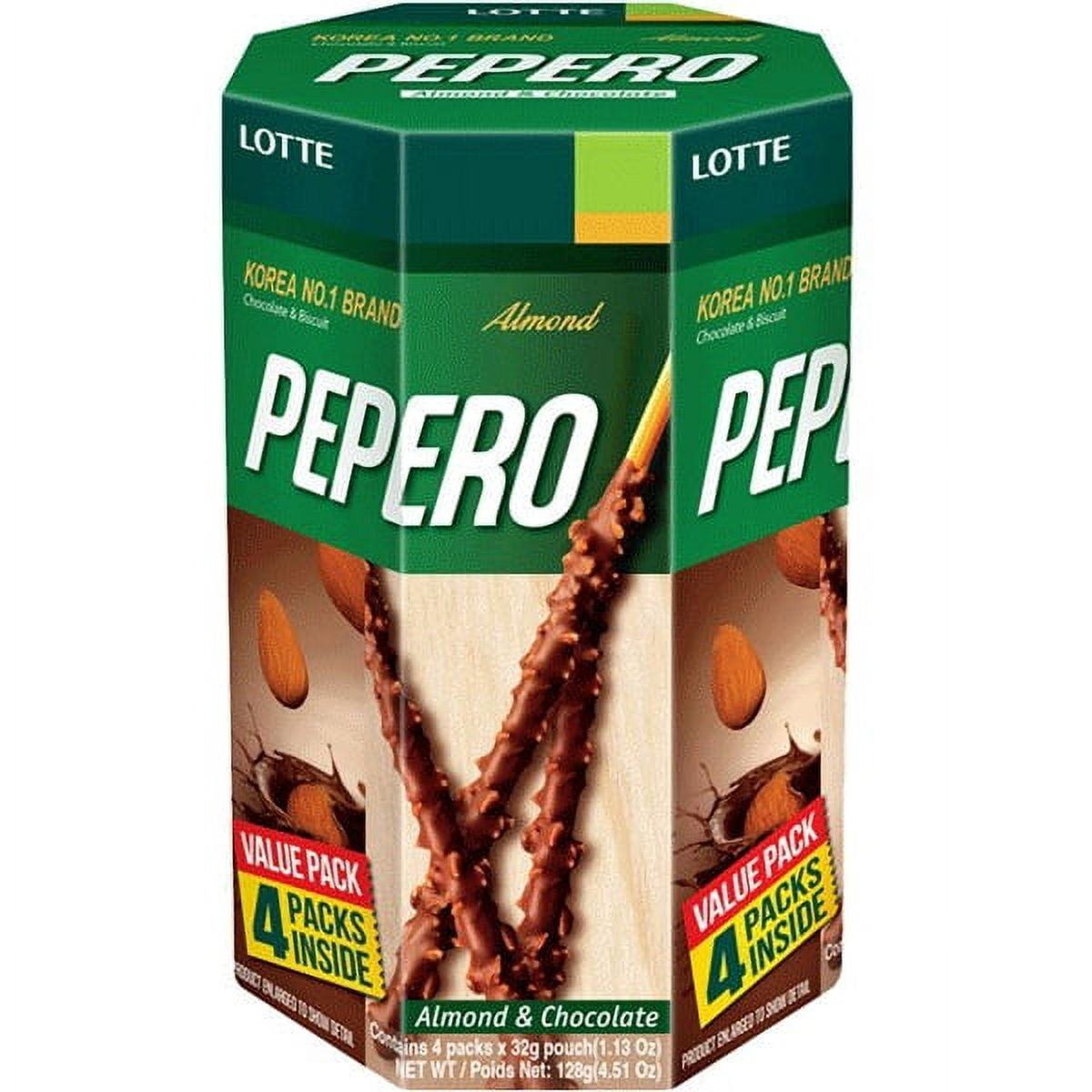 Lotte Pepero Chocolate Biscuit Sticks, Almond Flavor, 4.52oz, Made in ...