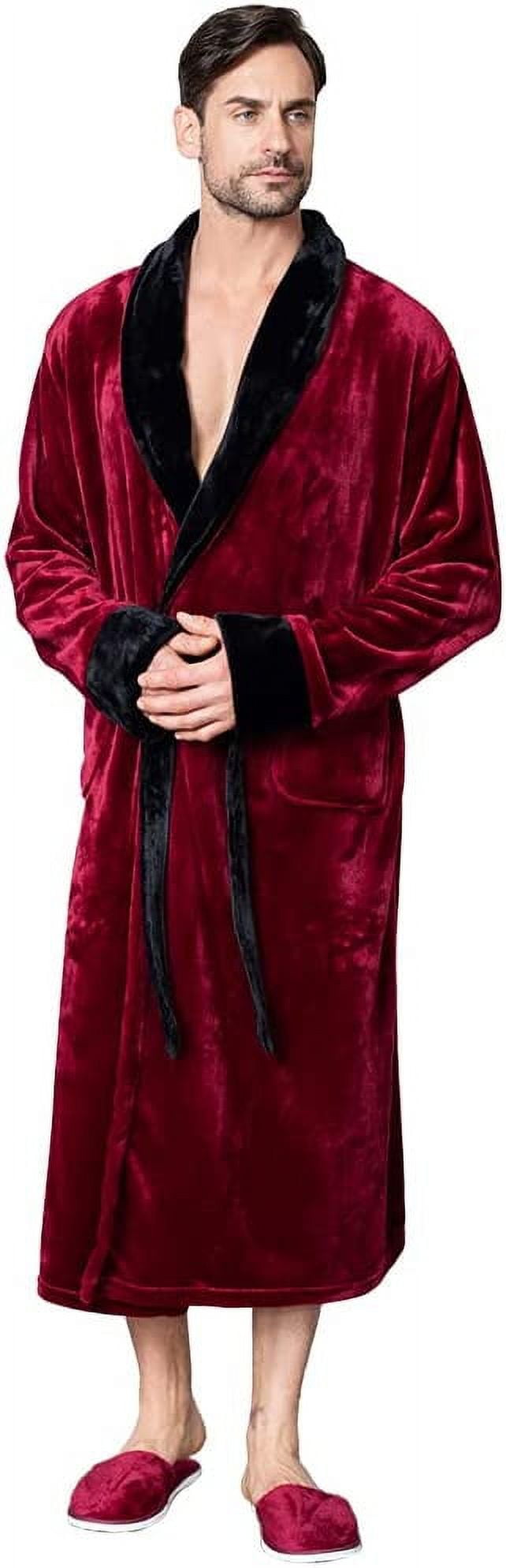 LOTUS LINEN Men Shawl Plush Robes - Luxurious Mens Shawl Collar Fleece ...