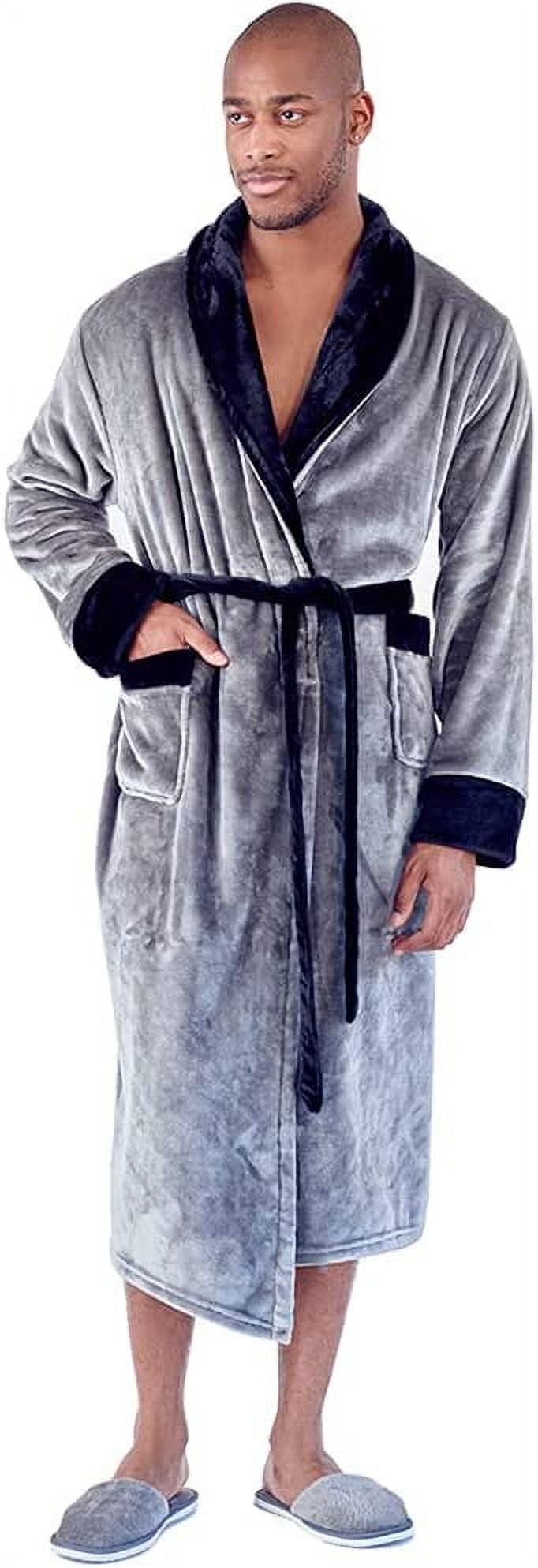 LOTUS LINEN Men Shawl Plush Robes - Luxurious Mens Shawl Collar Fleece ...