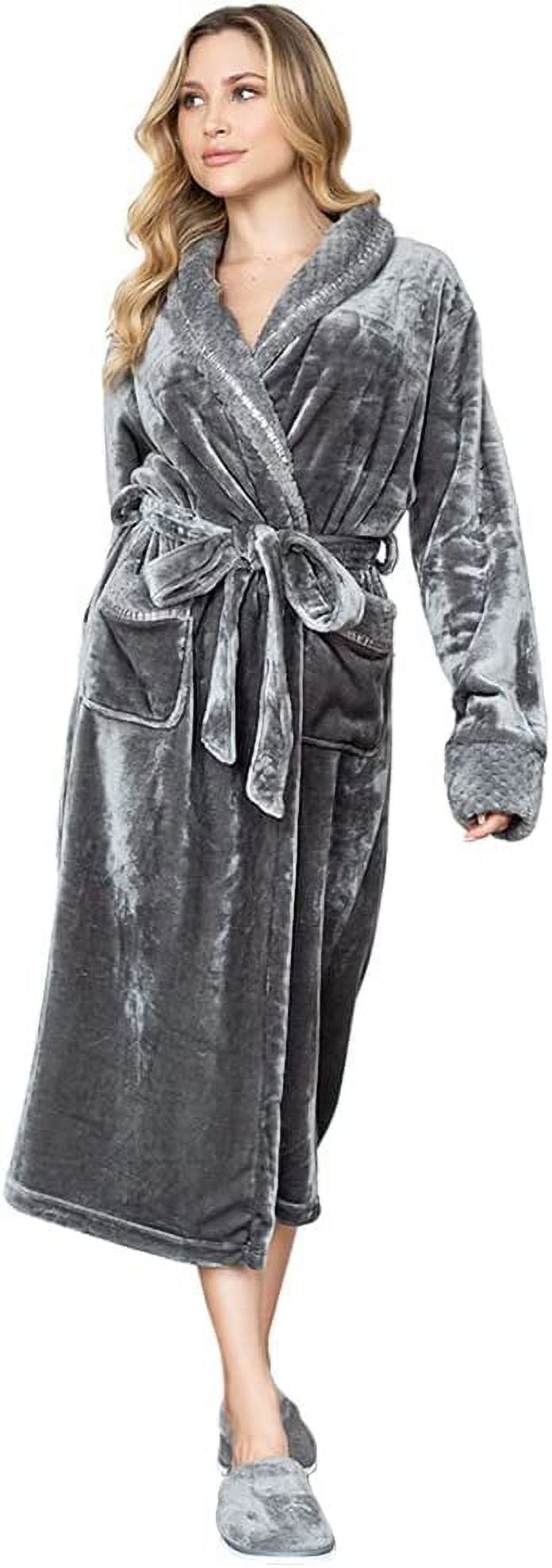 LOTUS LINEN Women Soft Plush Robes Luxury Fluffy Robe for Women Long Fleece Spa Bathrobes ...