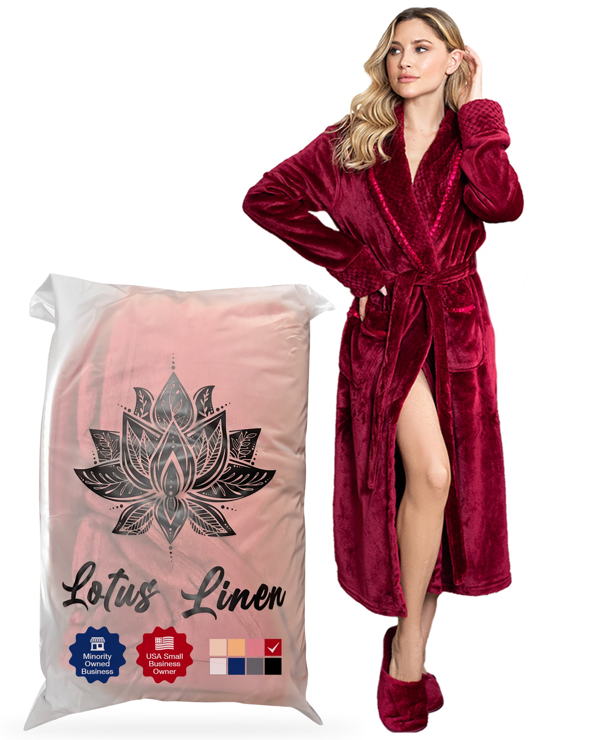 LOTUS LINEN Women Soft Plush Robes Luxury Fluffy Robe for Women Long ...