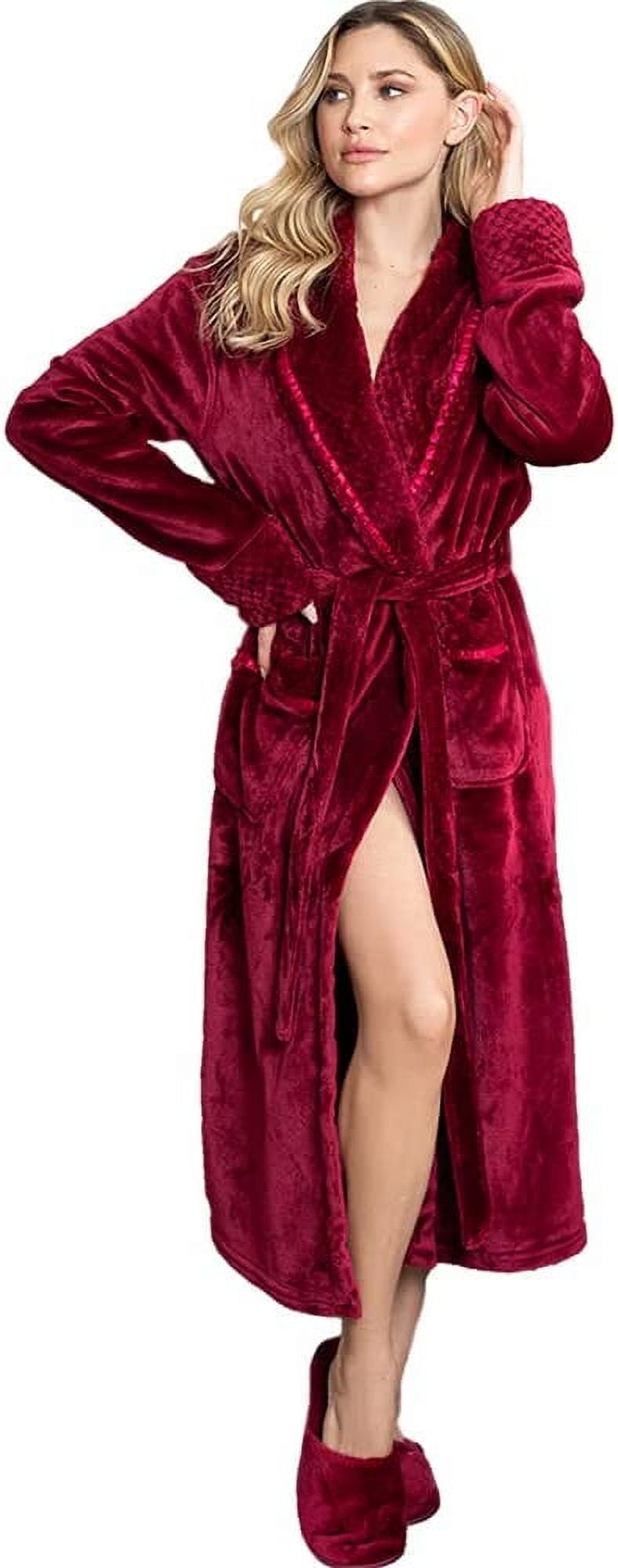 Lotus Linen Women Soft Plush Robes Luxury Fluffy Robe For Women Long Fleece Spa Bathrobes