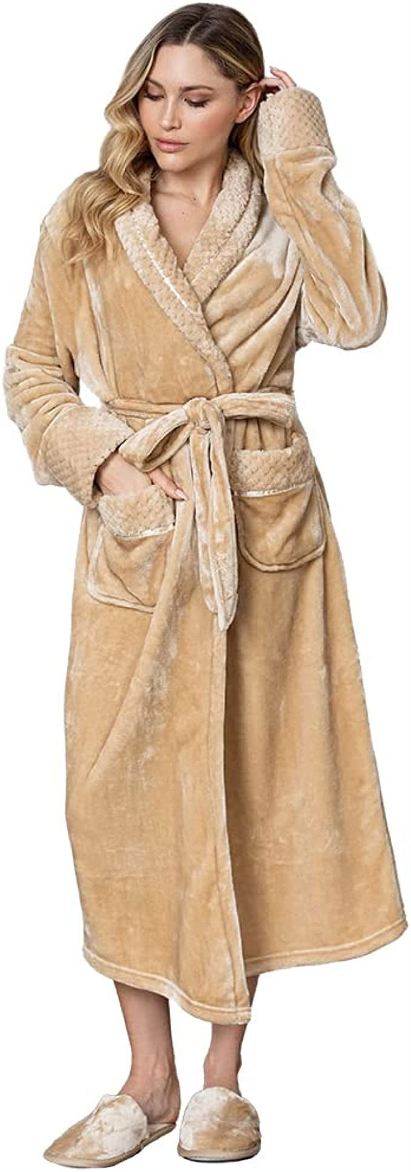 Lotus Linen Women Soft Plush Robes Luxury Fluffy Robe For Women Long
