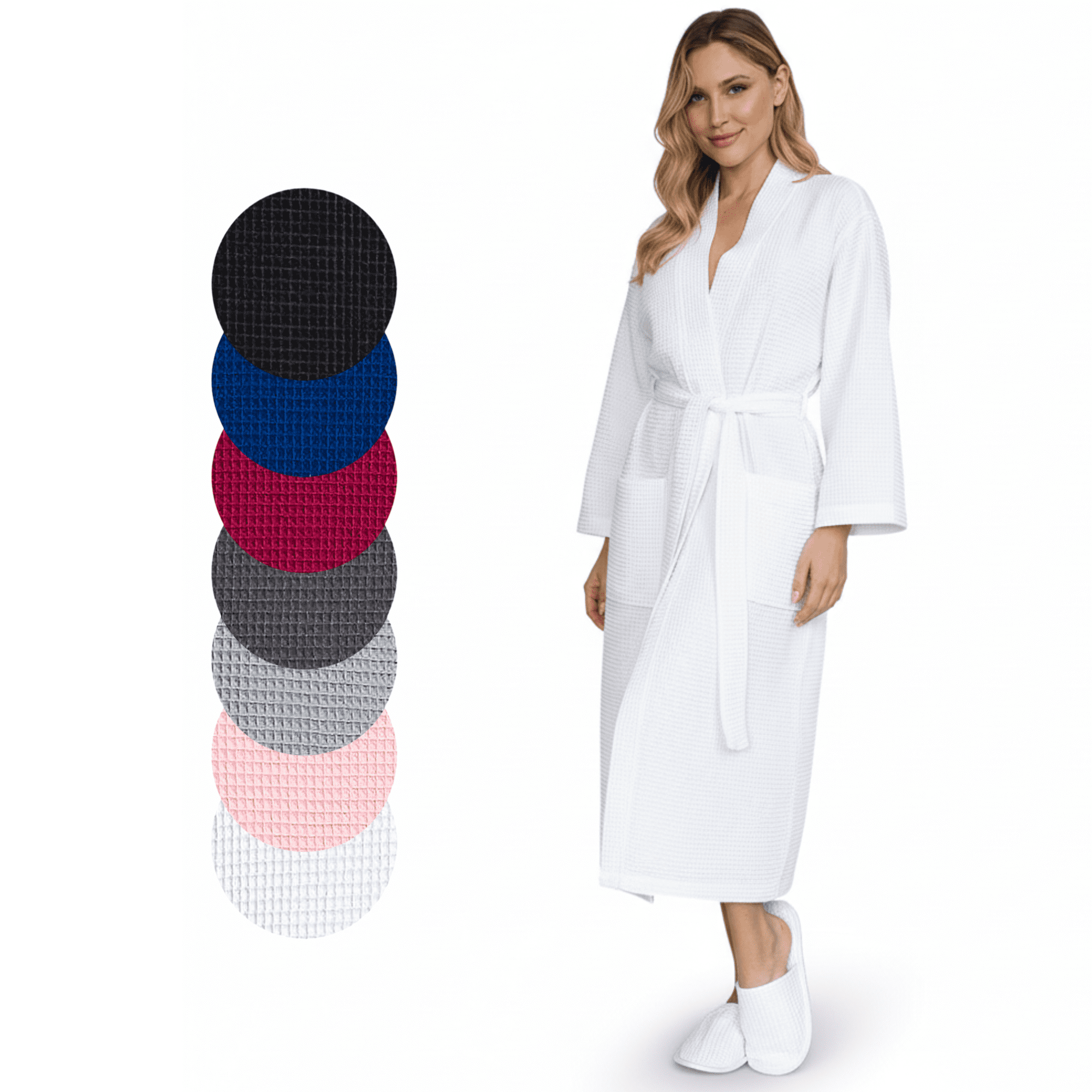 LOTUS LINEN Women's Long Belt Wrap Bathrobes - Waffle Kimono ...