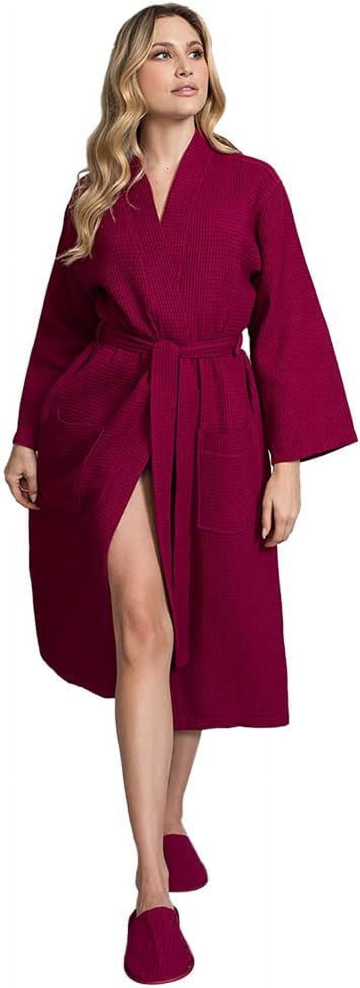 LOTUS LINEN Women's Waffle Kimono Lightweight Robes - Cotton Bath Robe ...