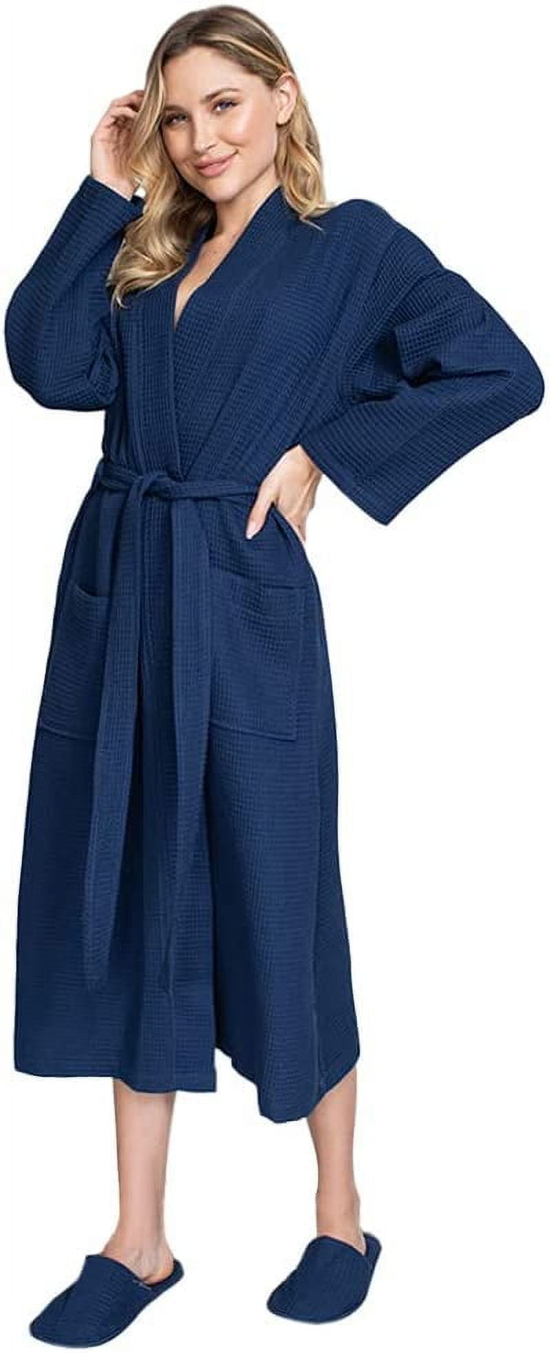 LOTUS LINEN Women's Waffle Kimono Lightweight Robes - Cotton Bath Robe ...