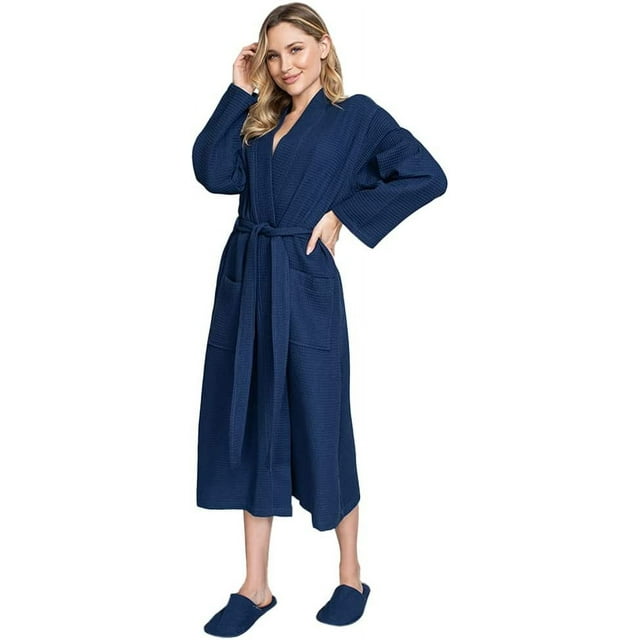 LOTUS LINEN Women's Waffle Kimono Lightweight Robes - Cotton Bath Robe ...