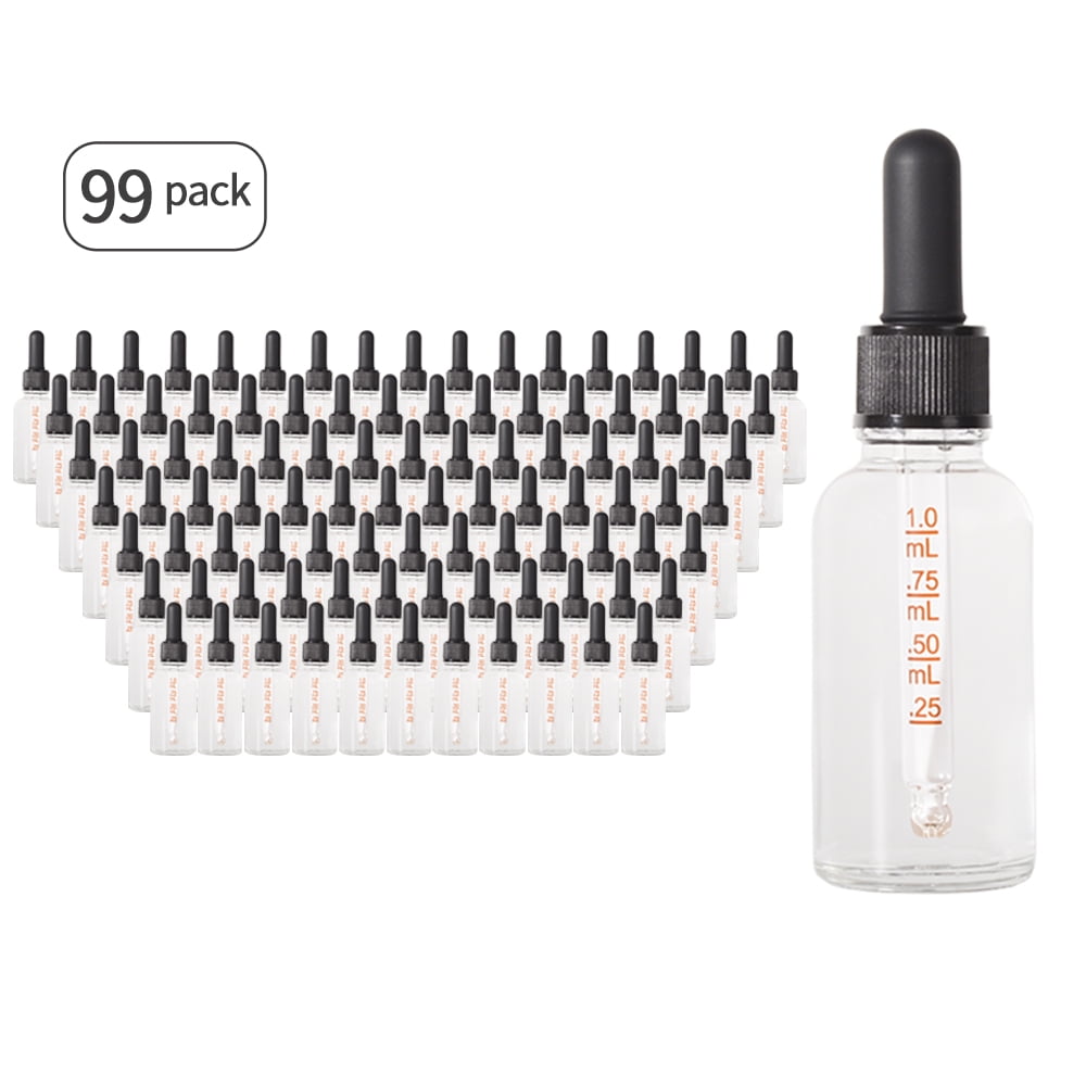 1oz Glass Dropper Bottle 99 Pack Clear Glass Bottles Empty with Funnels ...