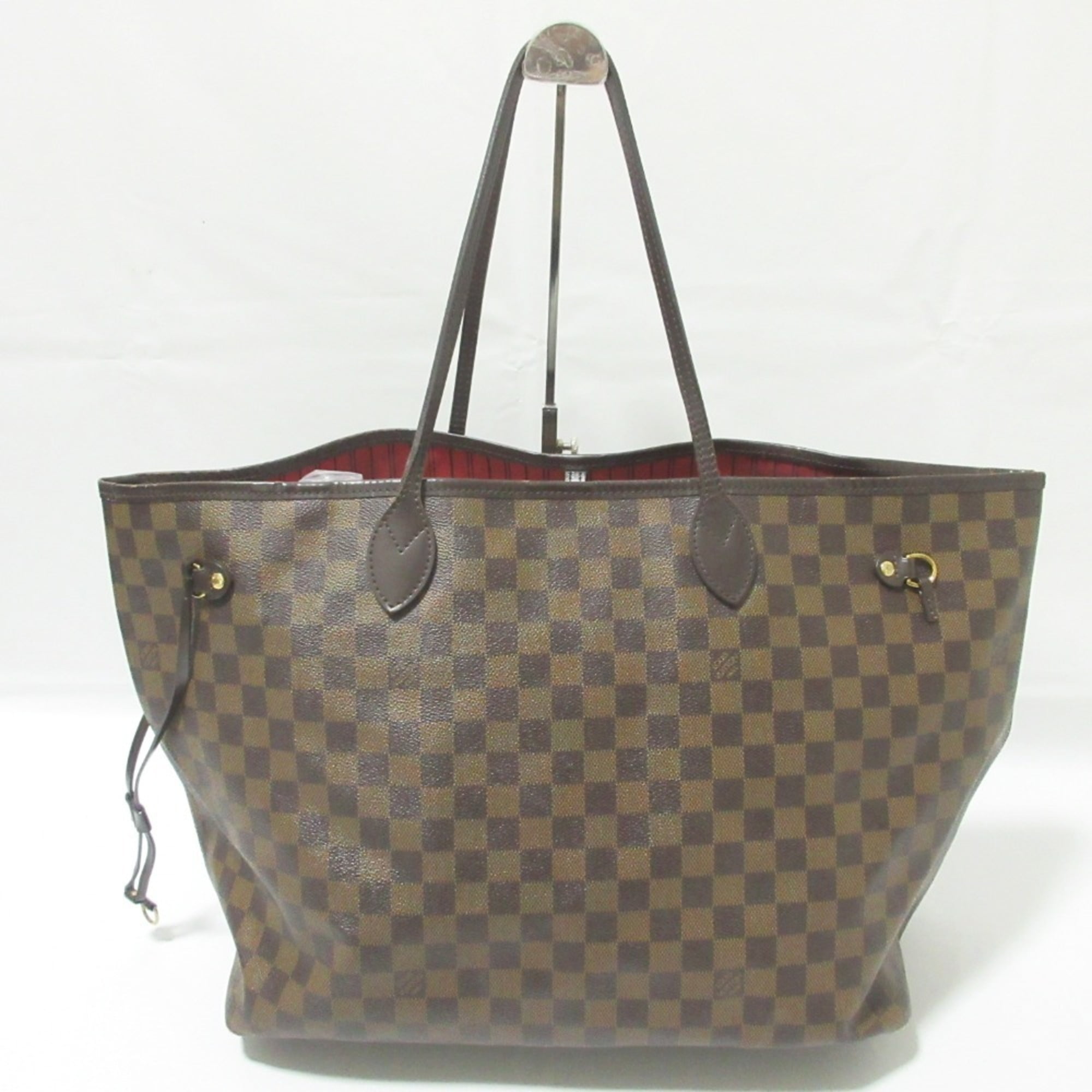 Pre-Owned LOUIS VUITTON Damier Ebene Neverfull GM Tote Bag with Pouch ...