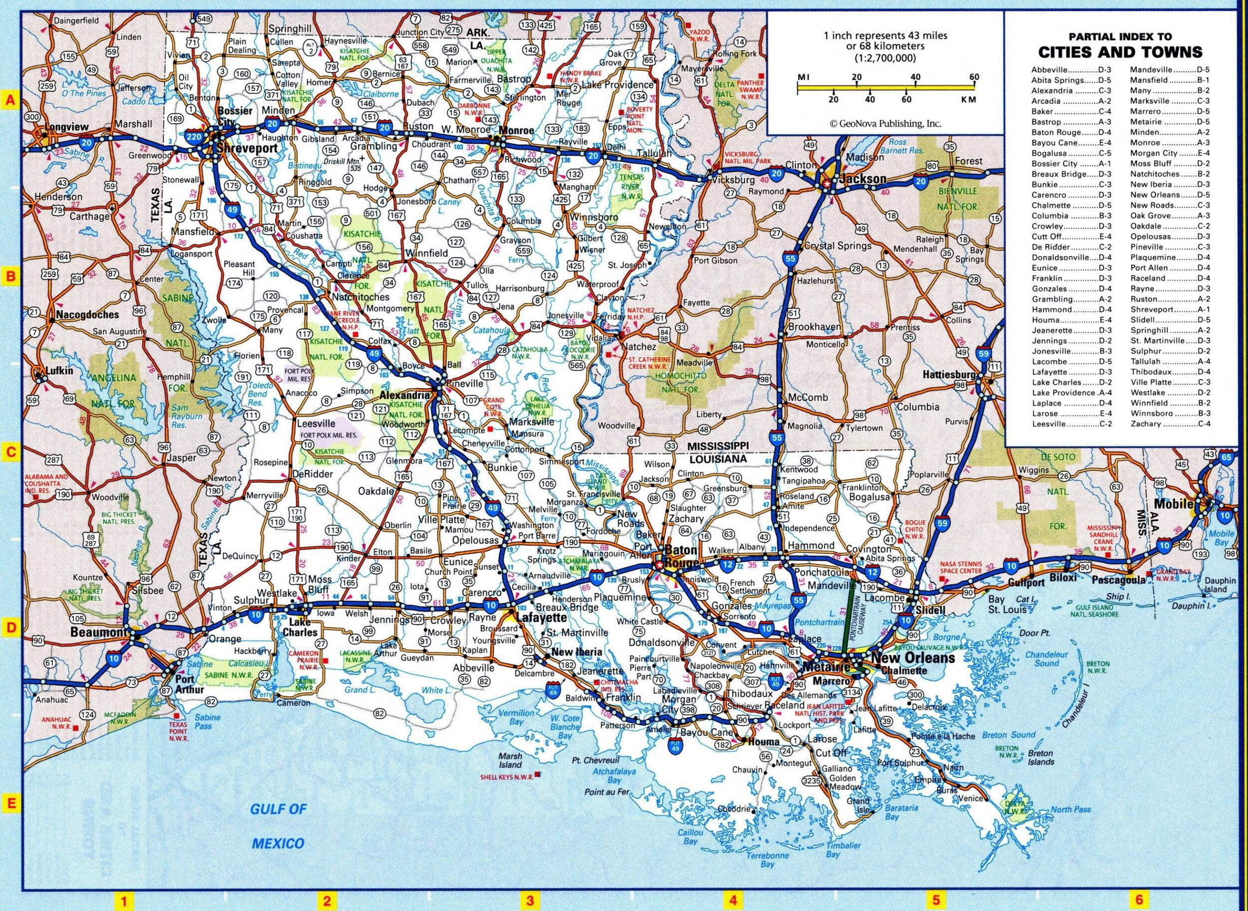 LOUISIANA ROAD MAP LA USA GLOSSY POSTER PICTURE PHOTO PRINT BANNER ...