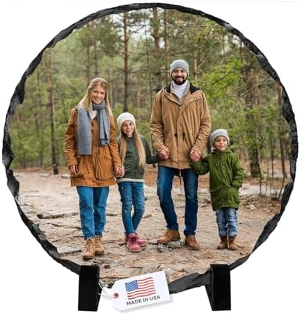 LOUISMIAA Personalized Picture Frame Custom Photo Stone Rock Slate ...