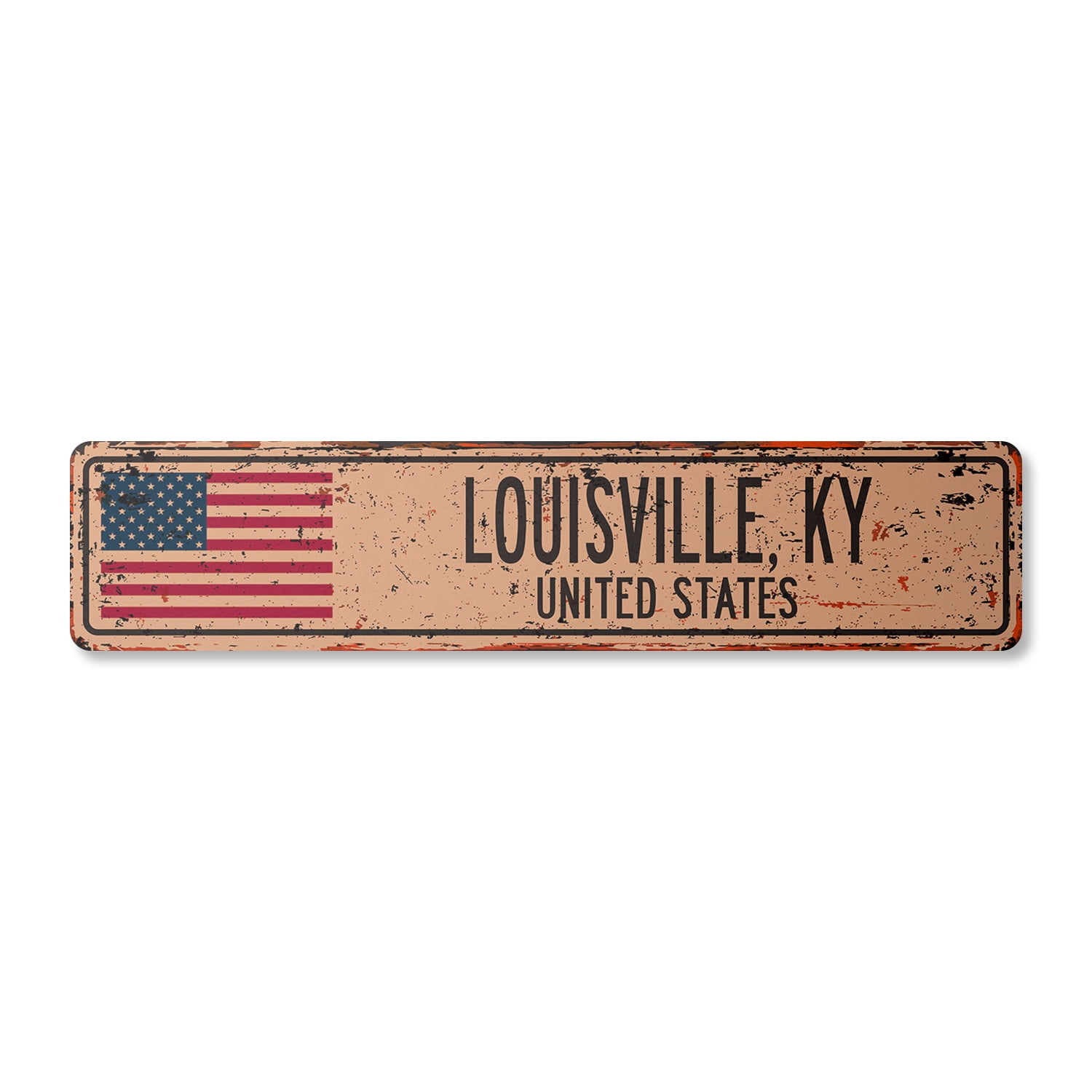 LOUISVILLE KY UNITED STATES Vintage Aluminum Street Sign American flag ...