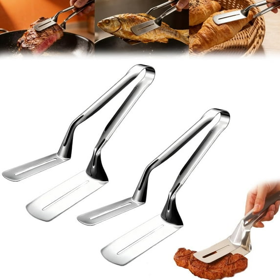 LOUQIBINE 2026 New 2-in-1 Stainless Steel Grill Clamp Spatula, 9-Inch ...