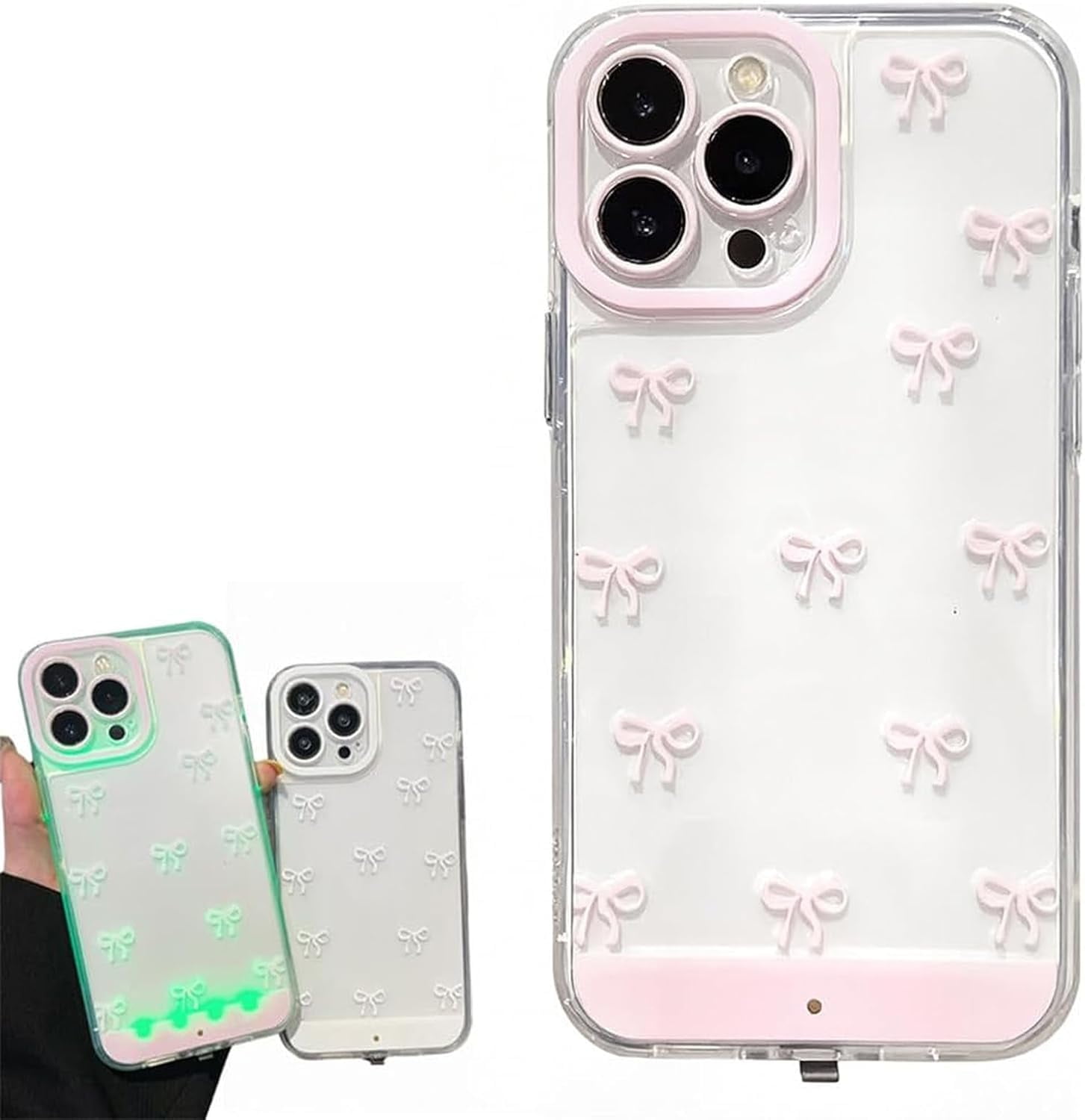 LOUQIBINE Vibrant LED Bowknot Phone Case for iPhone 16 15 14 13 12 11 ...