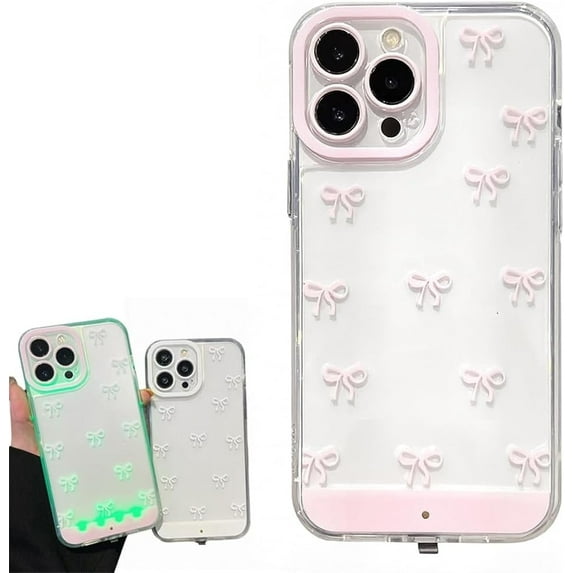 LOUQIBINE Vibrant LED Bowknot Phone Case for iPhone 16 15 14 13 12 11 ...