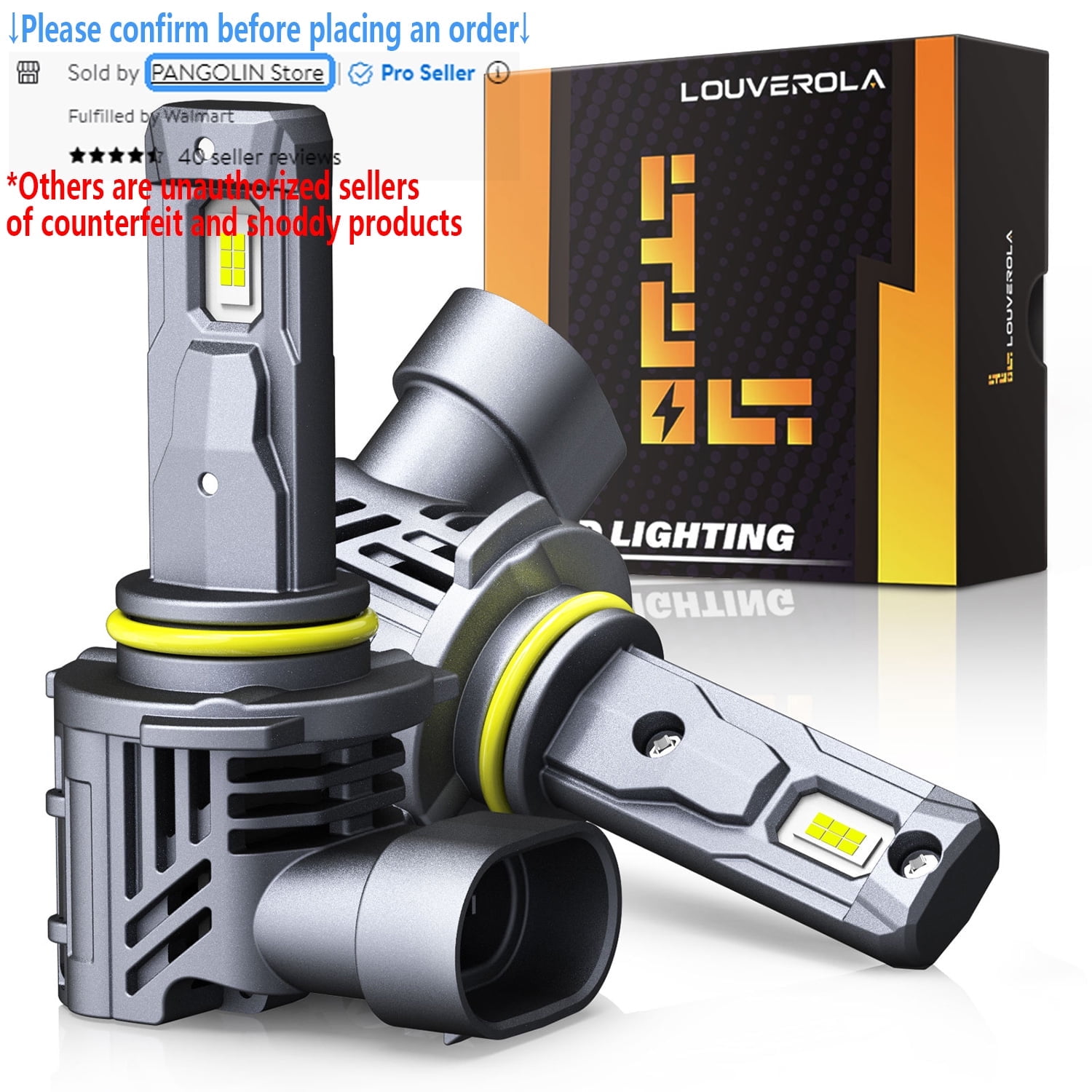 LOUVEROLA 2-Pack 9005 LED Headlamp, 20,000 Lumens, 6500K White, IP67 ...