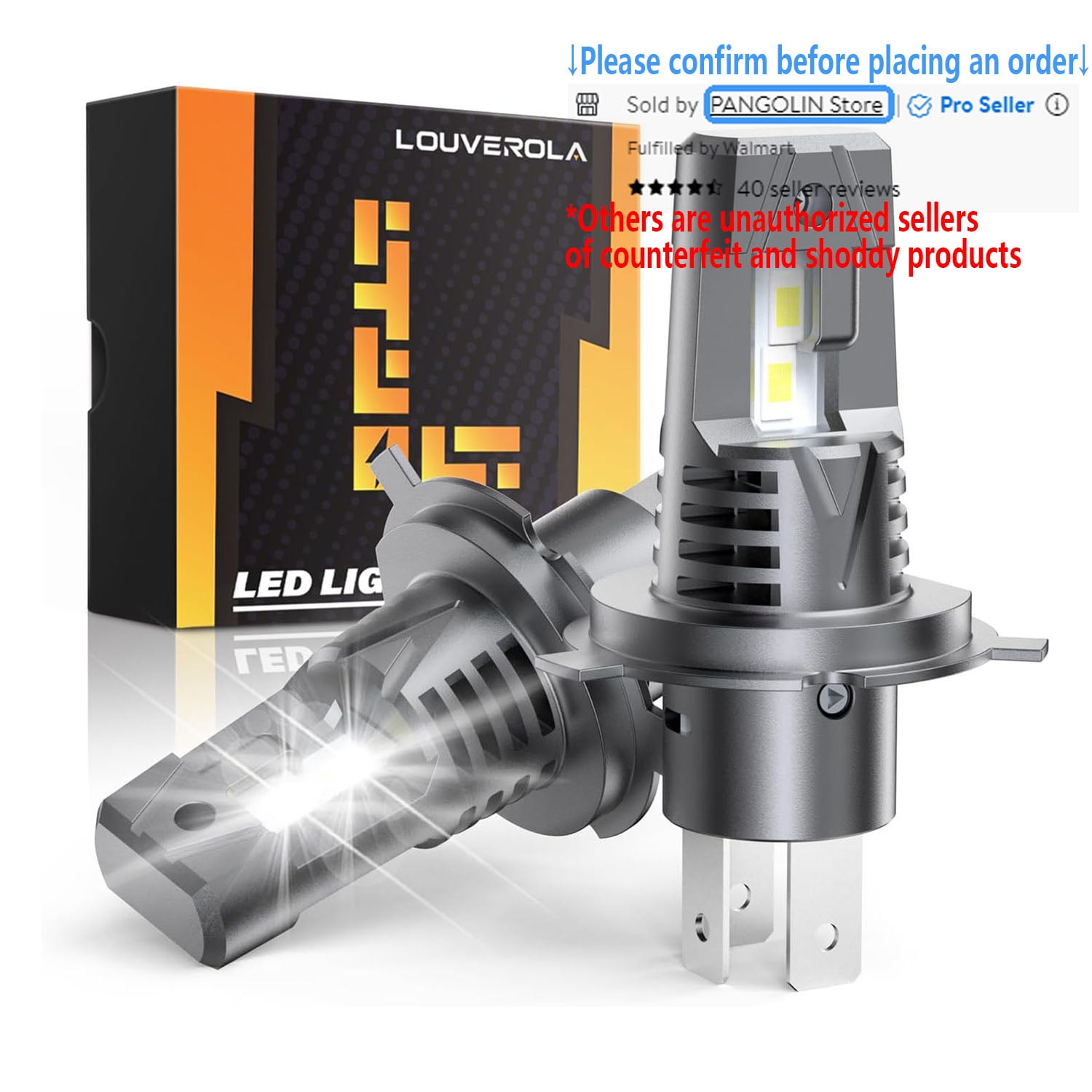 LOUVEROLA H4 LED Headlight Bulbs, 600% Super Brighter 9003 HB2 H4 Led ...