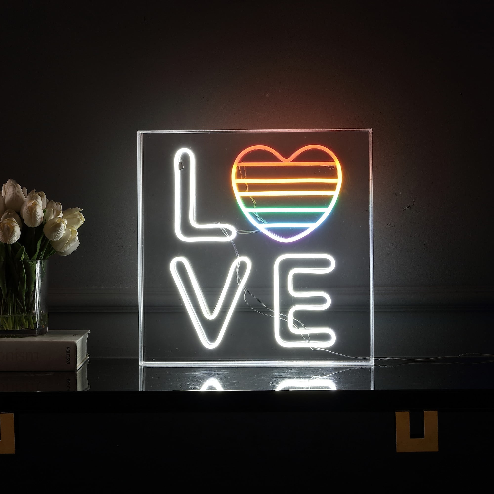 LOVE 15" Square Contemporary Glam Acrylic Box USB Operated LED Neon ...