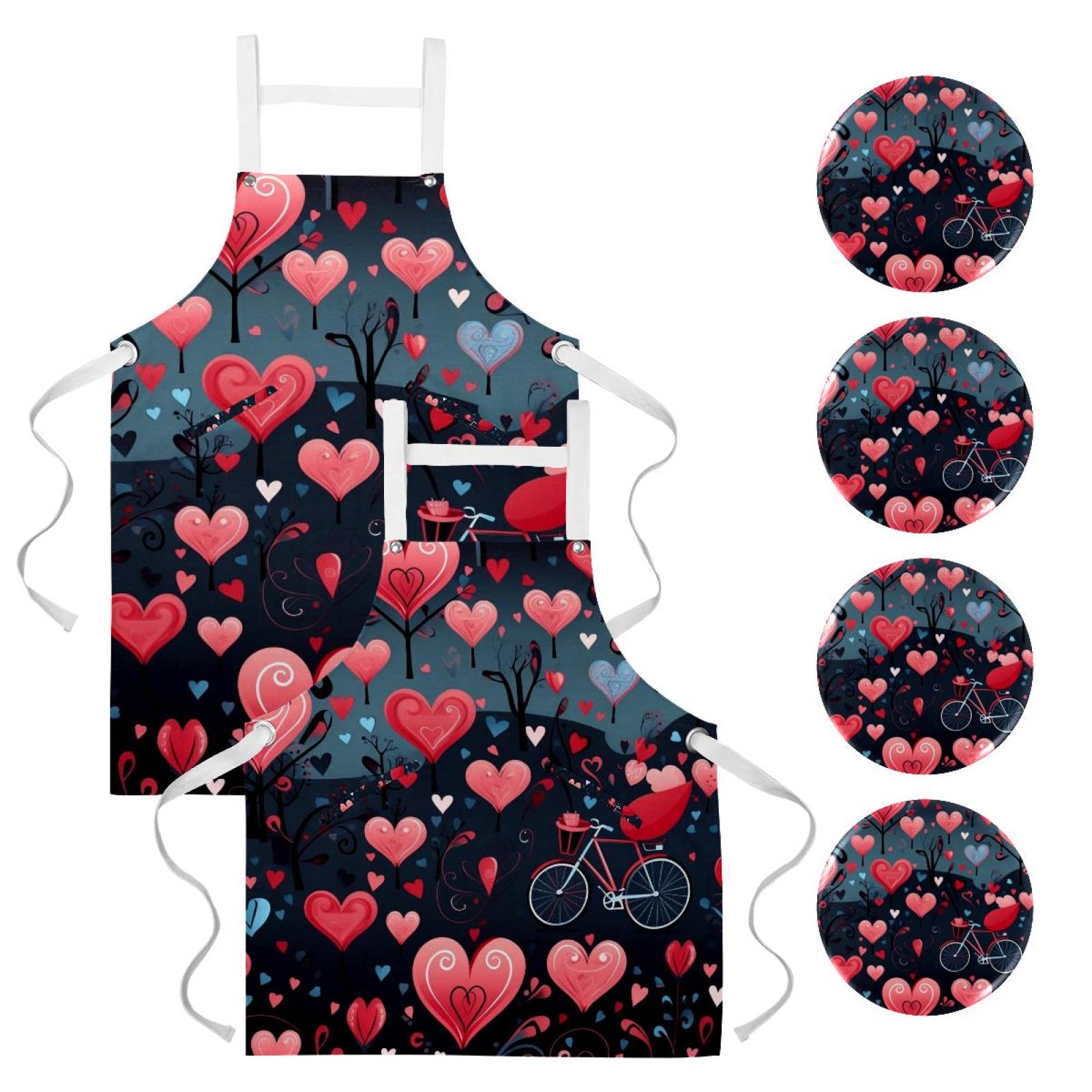 LOVE 2 Pack Waterproof Cooking Apron with Pockets and Badge Sets, Pin ...