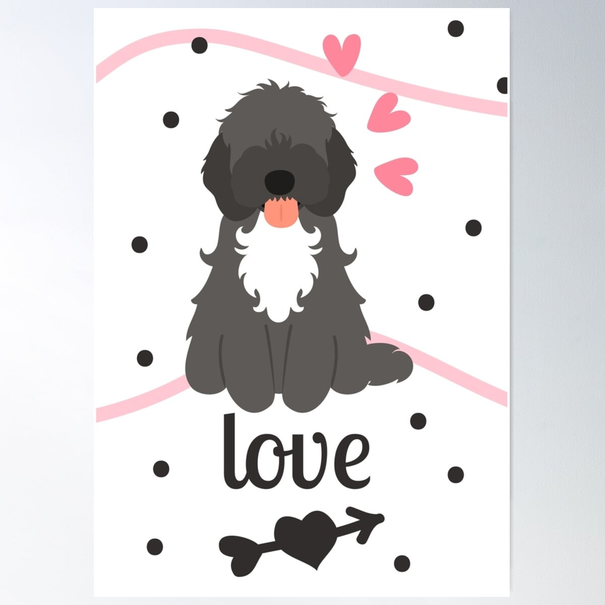 LOVE Black and White Cockapoo Cavapoo Cavoodle Poster, 12x18 UNFRAMED ...
