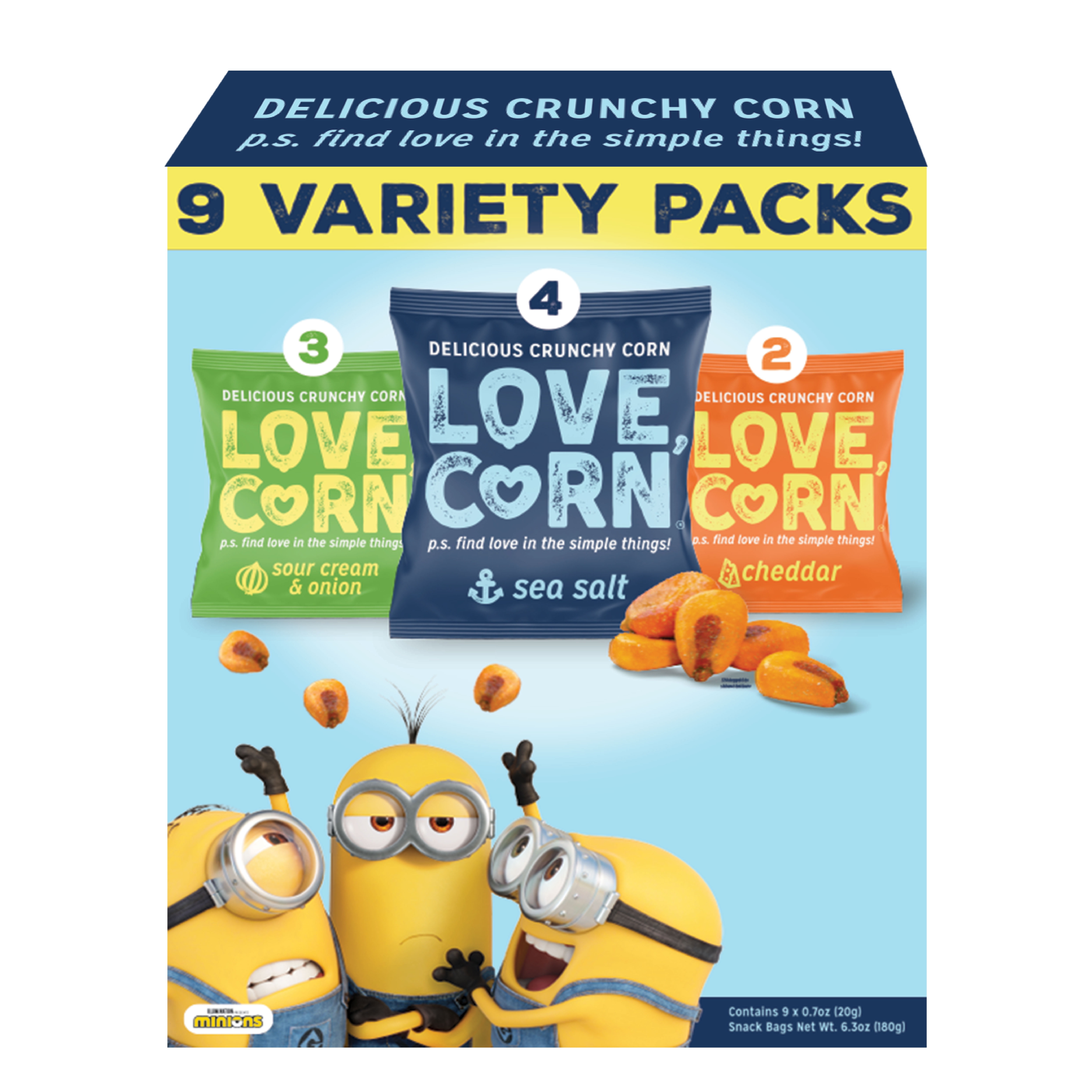 LOVE CORN Crunchy Roasted Corn Variety Pack 9ct Vegan Low Calorie Snack ...