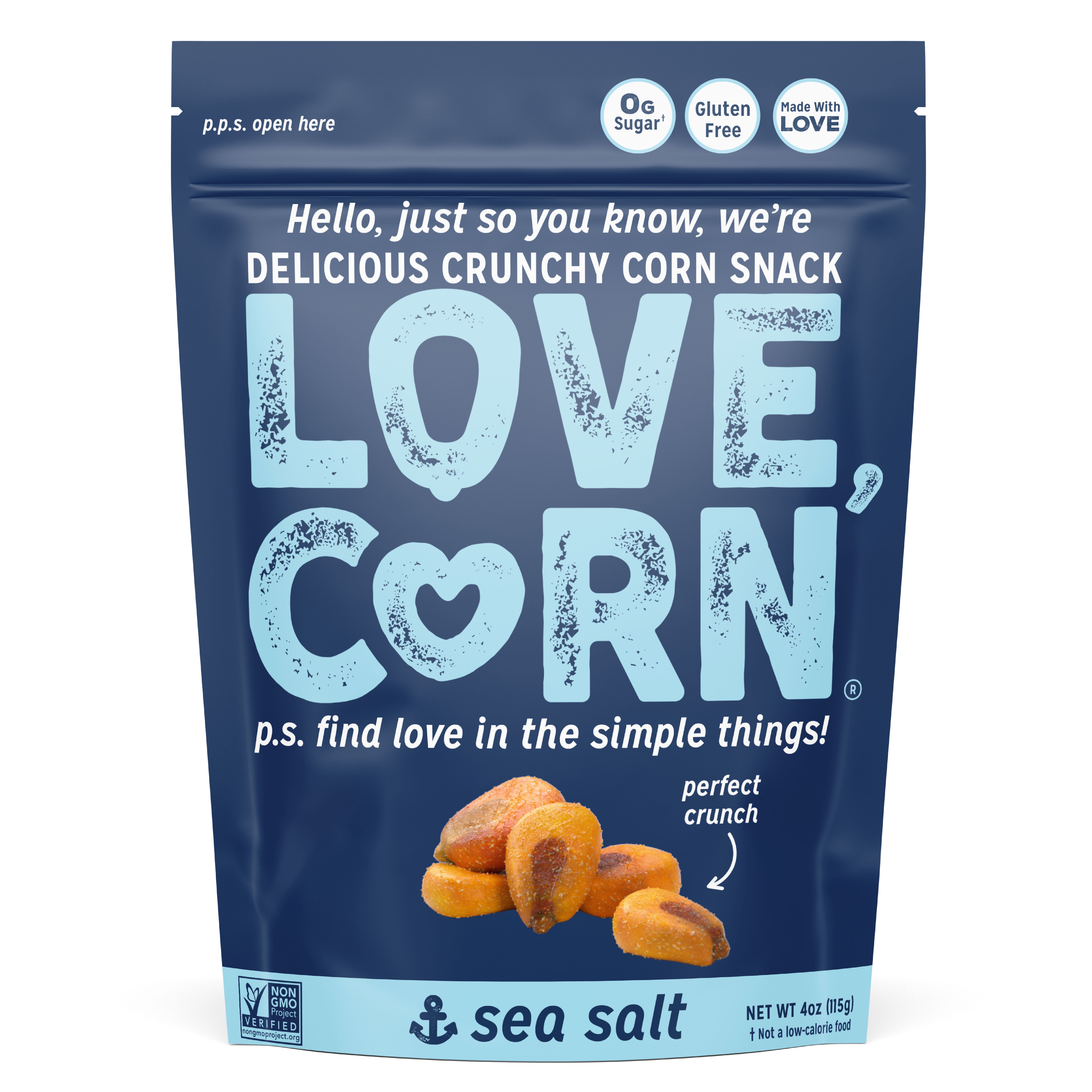 LOVE CORN Sea Salt Roasted Crunchy Corn Snack 4oz - Walmart.com
