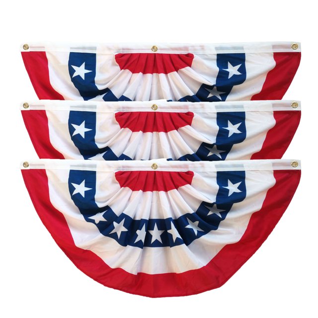 Love Dock 3 Pack Usa Pleated Fan Flag 1 5 X 3 Feet American Us Bunting