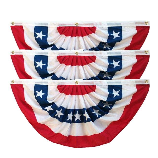 Love Dock 3 Pack Usa Pleated Fan Flag 1 5 X 3 Feet American Us Bunting