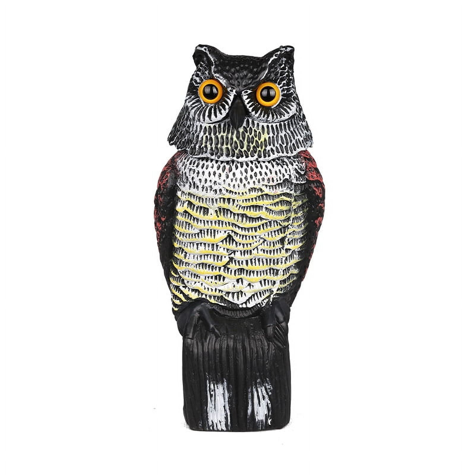 LOVE DOCK Owl Decoys to Scare Birds Away with Rotating Head,Natural ...