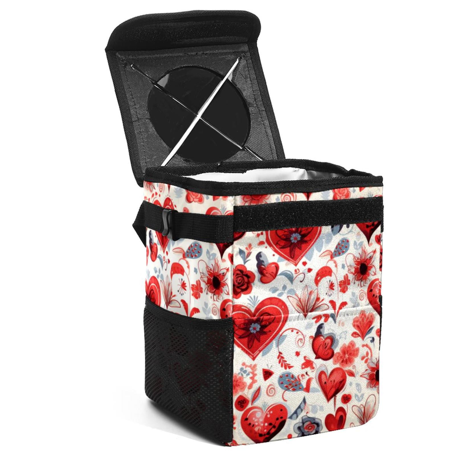 LOVE Foldable Car Garbage Can with Lid - Leak-proof Mini Trash Can ...